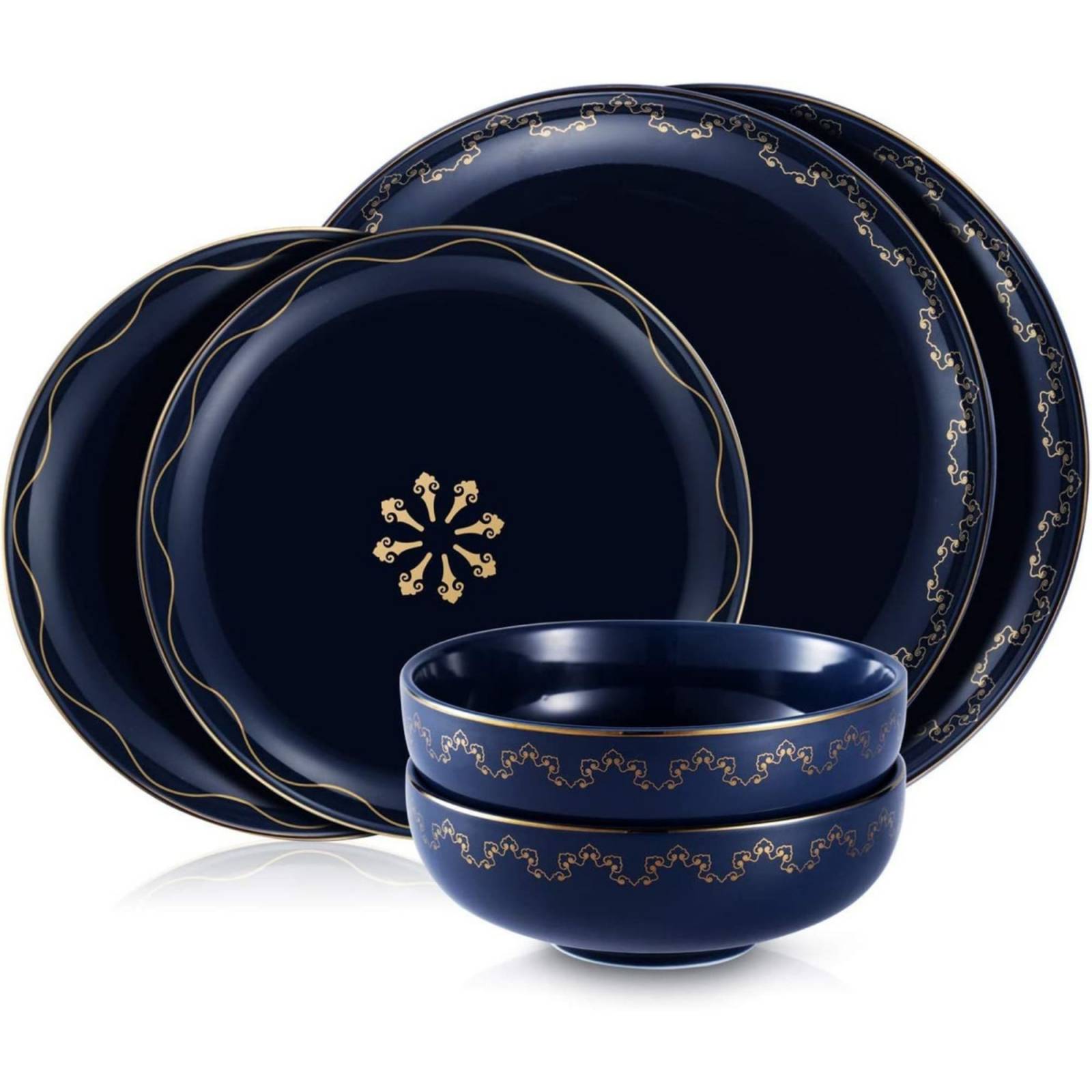 Set Vajilla Porcelana Azul Vireesr 6 Piezas
