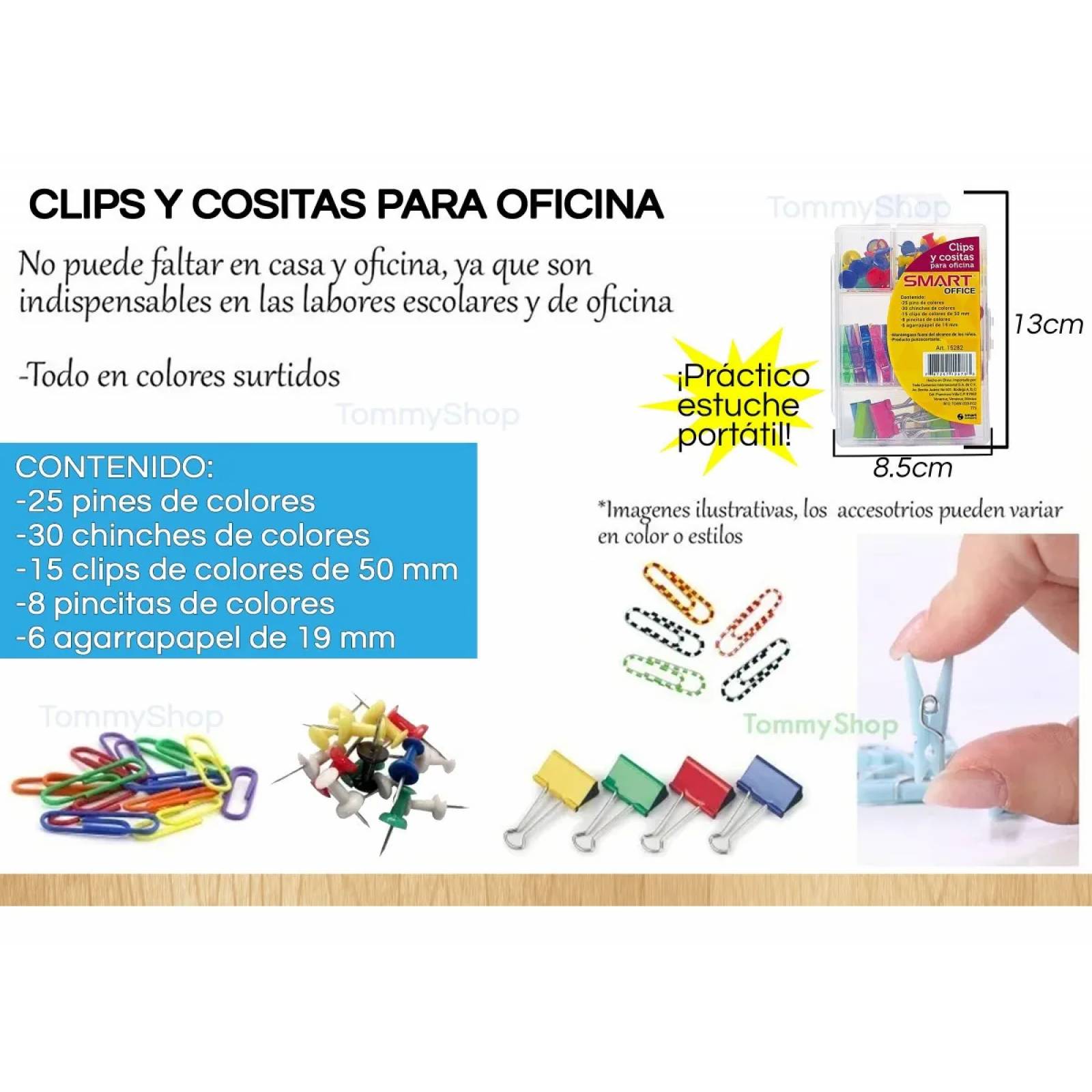 Clips Pines Chinches Pinzas Oficina Escuela Estuche Portatil