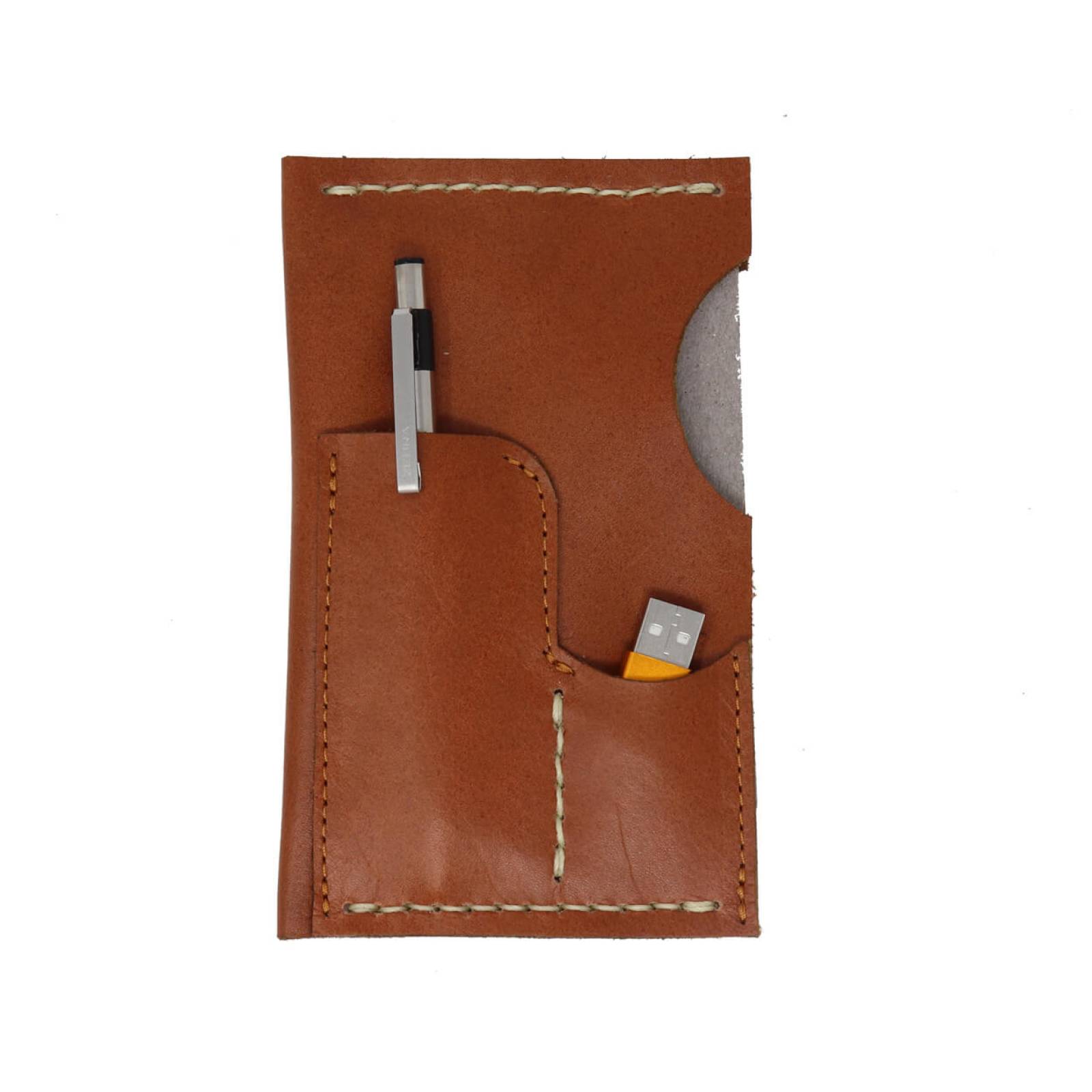 Porta Libreta Con Espacio Para Lapicera Café