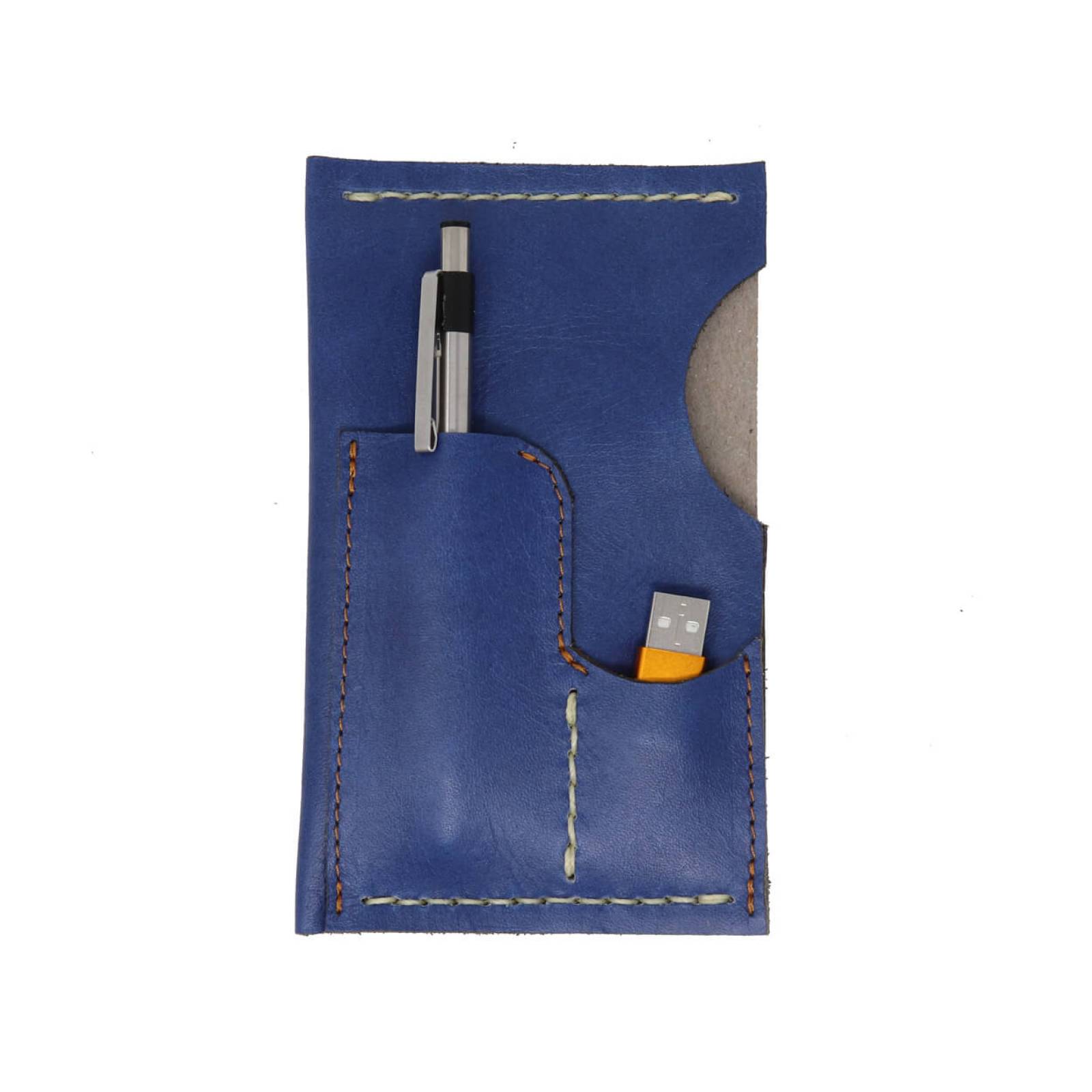 Porta Libreta Con Espacio Para Lapicera azul