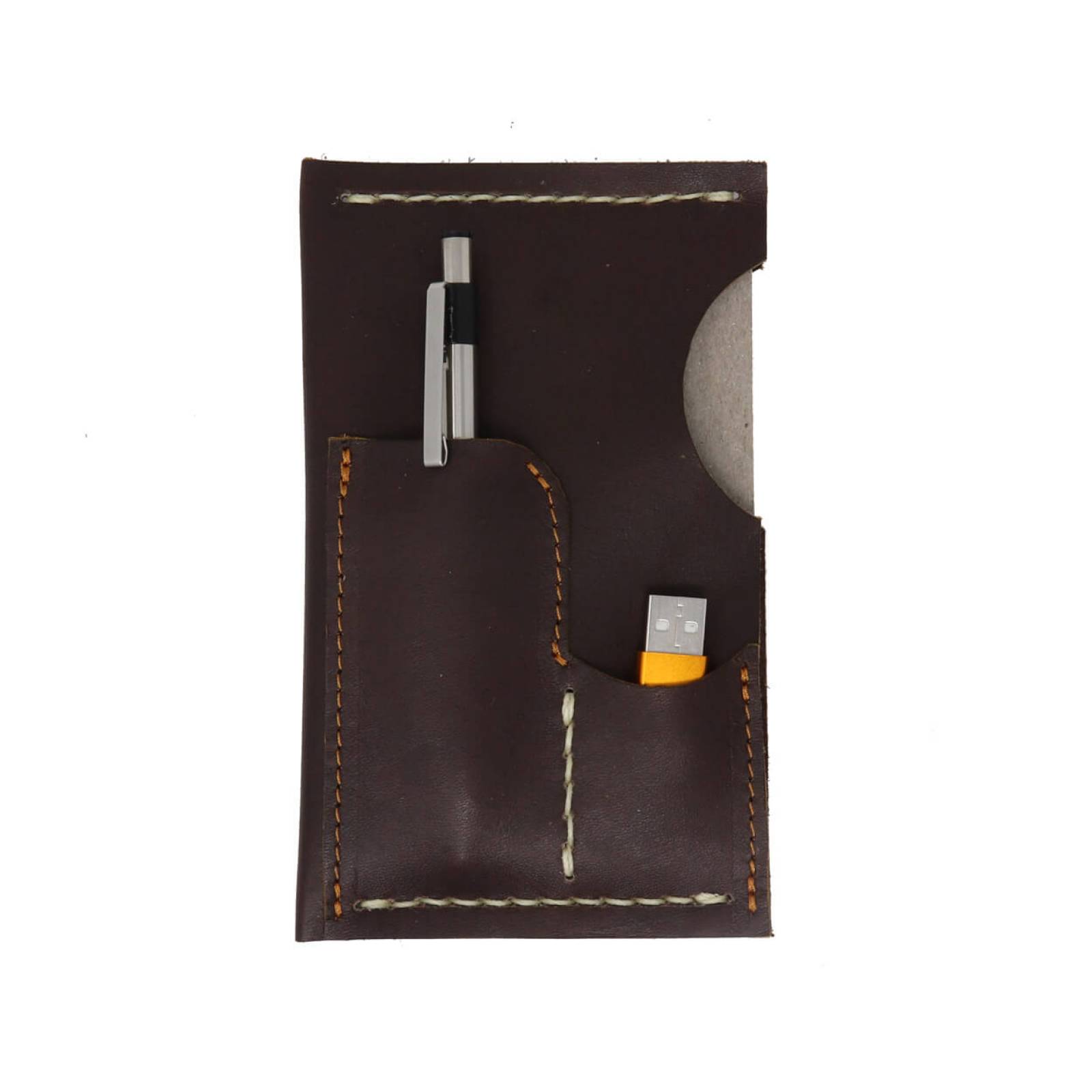 Porta Libreta Con Espacio Para Lapicera café oscuro