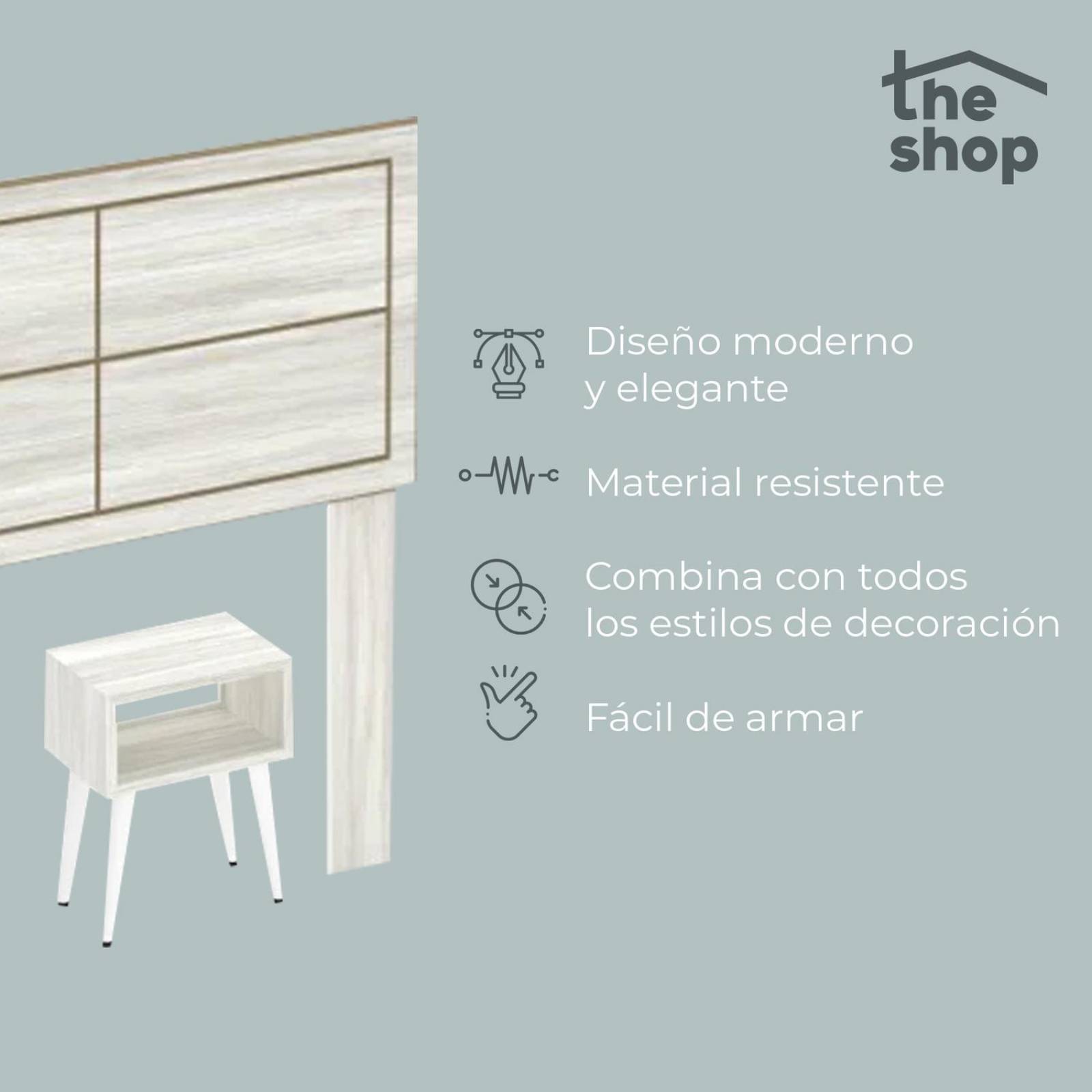 Burós y Cabecera para Recámara The Shop, Incluye 2 Burós Beige Unitalla