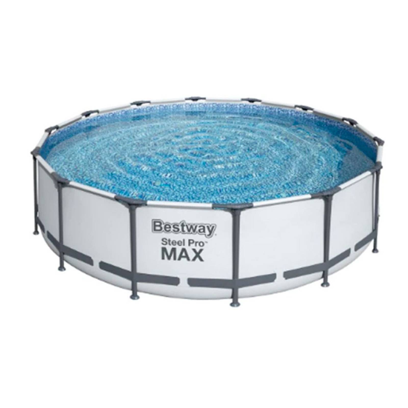 Alberca Estructural Redonda Con Tapa y Escalera Bestway Gris