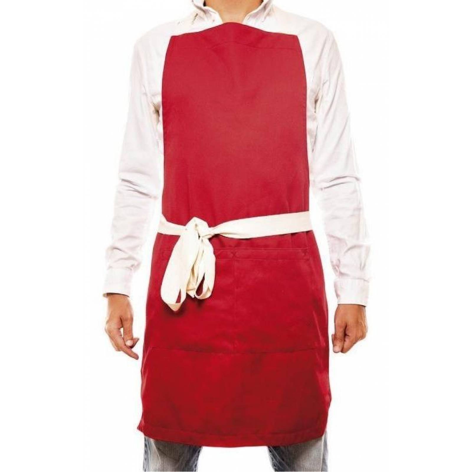 Mandil Delantal Pesani Básico Gabardina 100% Algodón Rojo