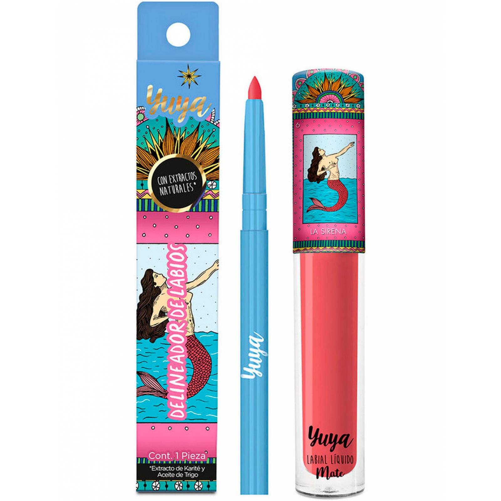 Yuya - Dúo Labial y Delineador Sirena (Chocolate)