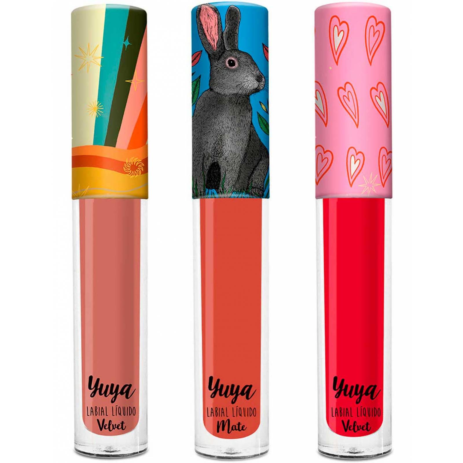 Yuya - Paquete 3 labiales líquidos - Querido (Rojo Brillante) ,Recuerdo ...