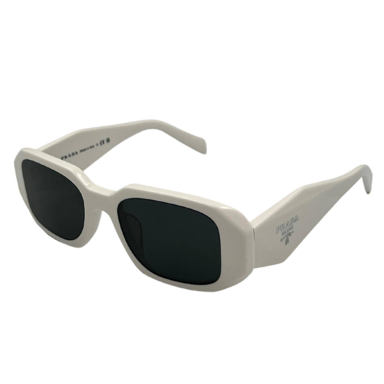 Prada SPR 17W 142-5S0 Symbole Rectangle Blanco Plata