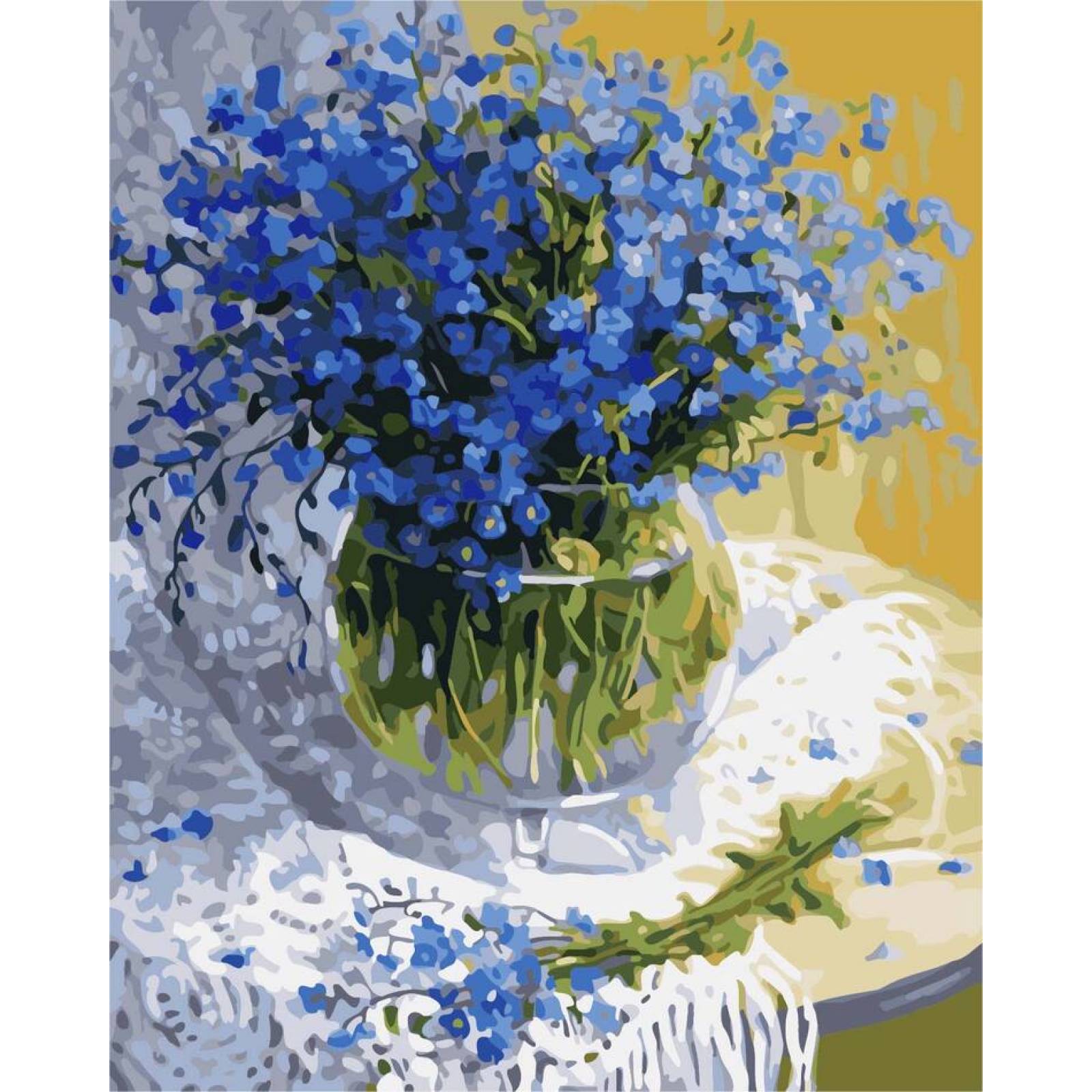 Florero Azul Pinta por numero con bastidor incluido