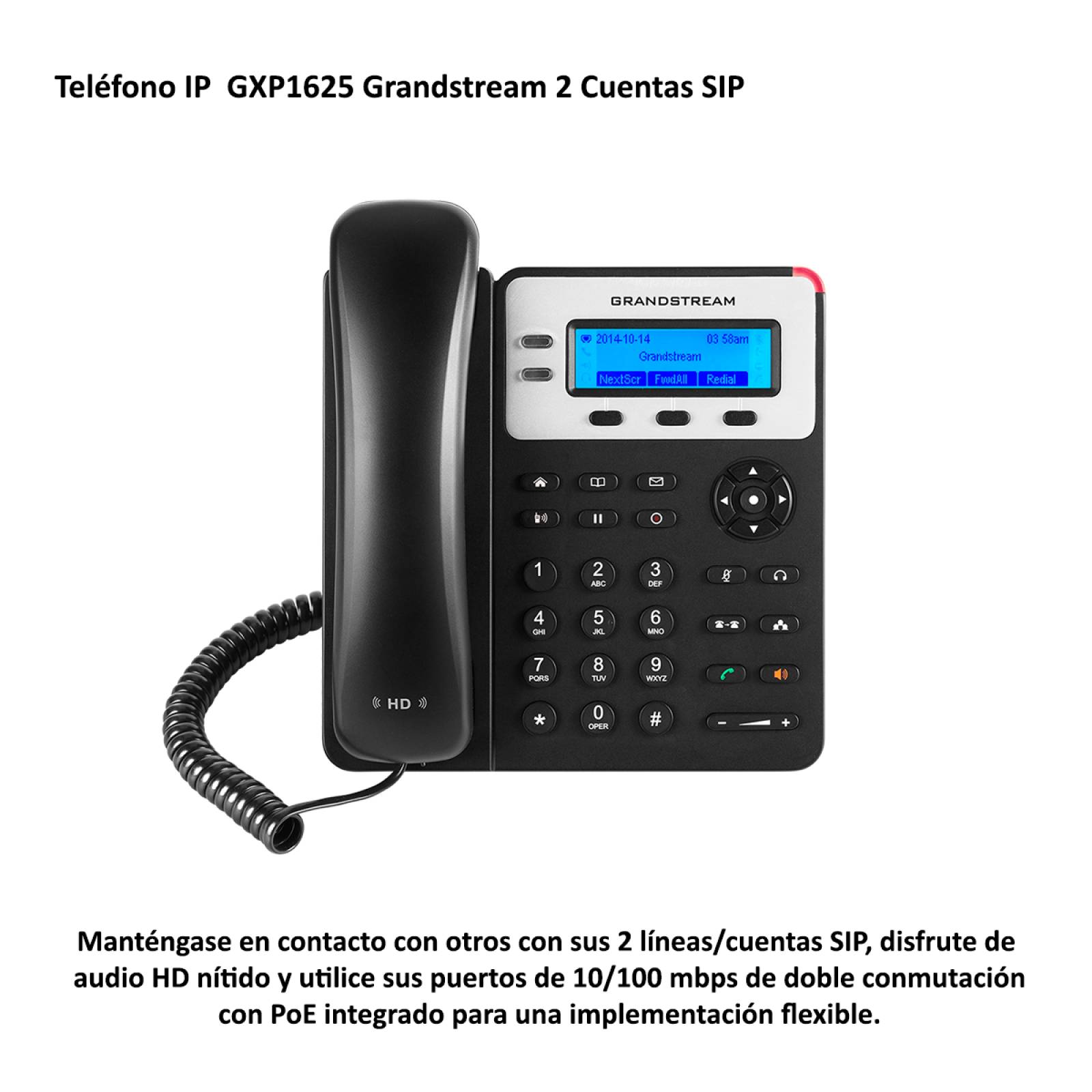 Paquete 2 Teléfonos IP GXP1625 Grandstrea 2línea 2cuenta SIP