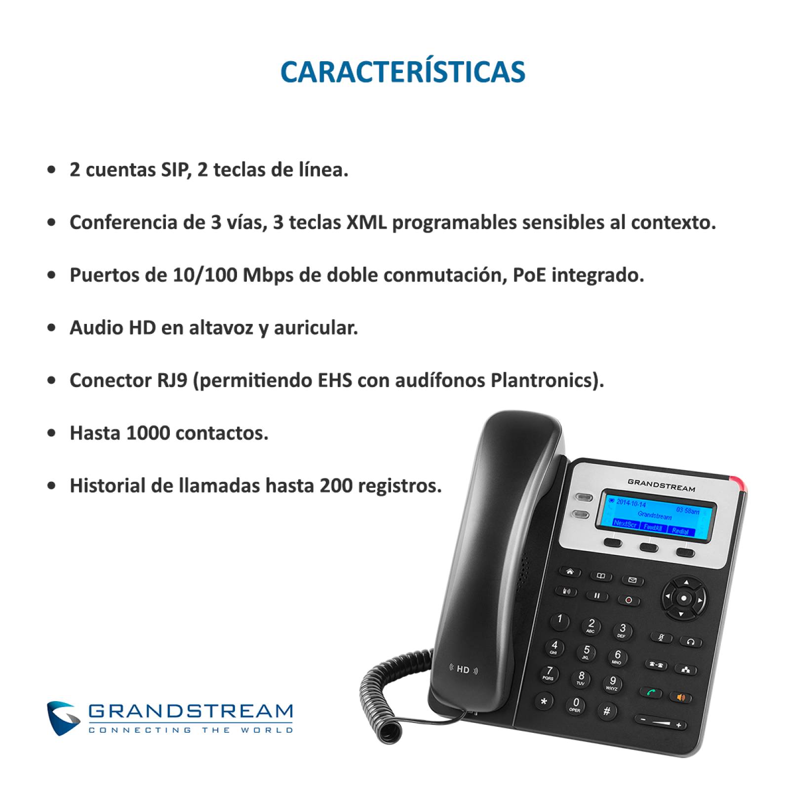 Paquete 2 Teléfonos IP GXP1625 Grandstrea 2línea 2cuenta SIP