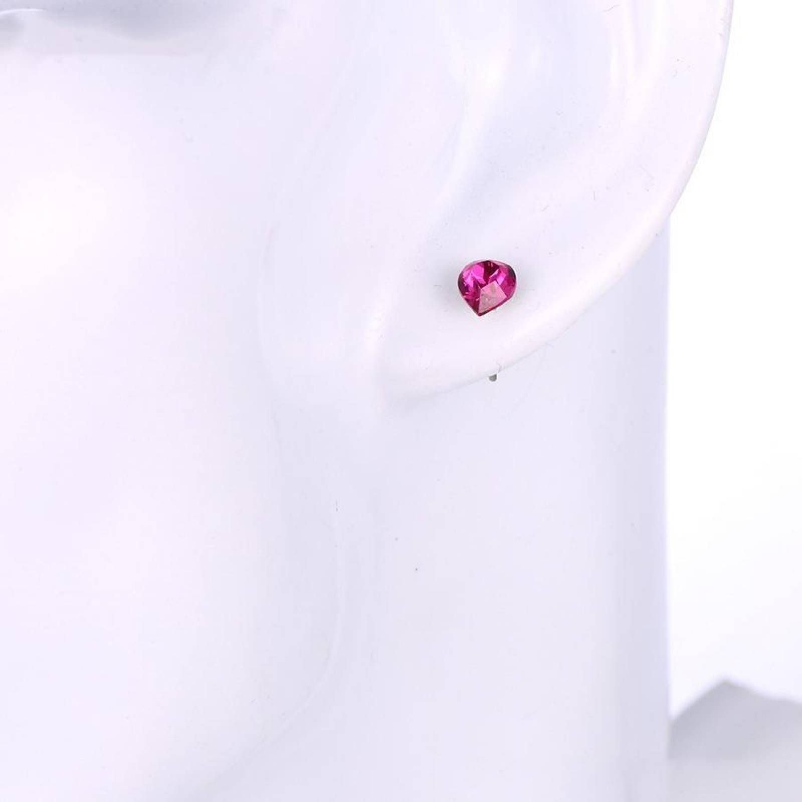 CRISTAL AMOR - Broqueles Corazón De Cristales 5 Mm Oro 18k Laminado Fiusha