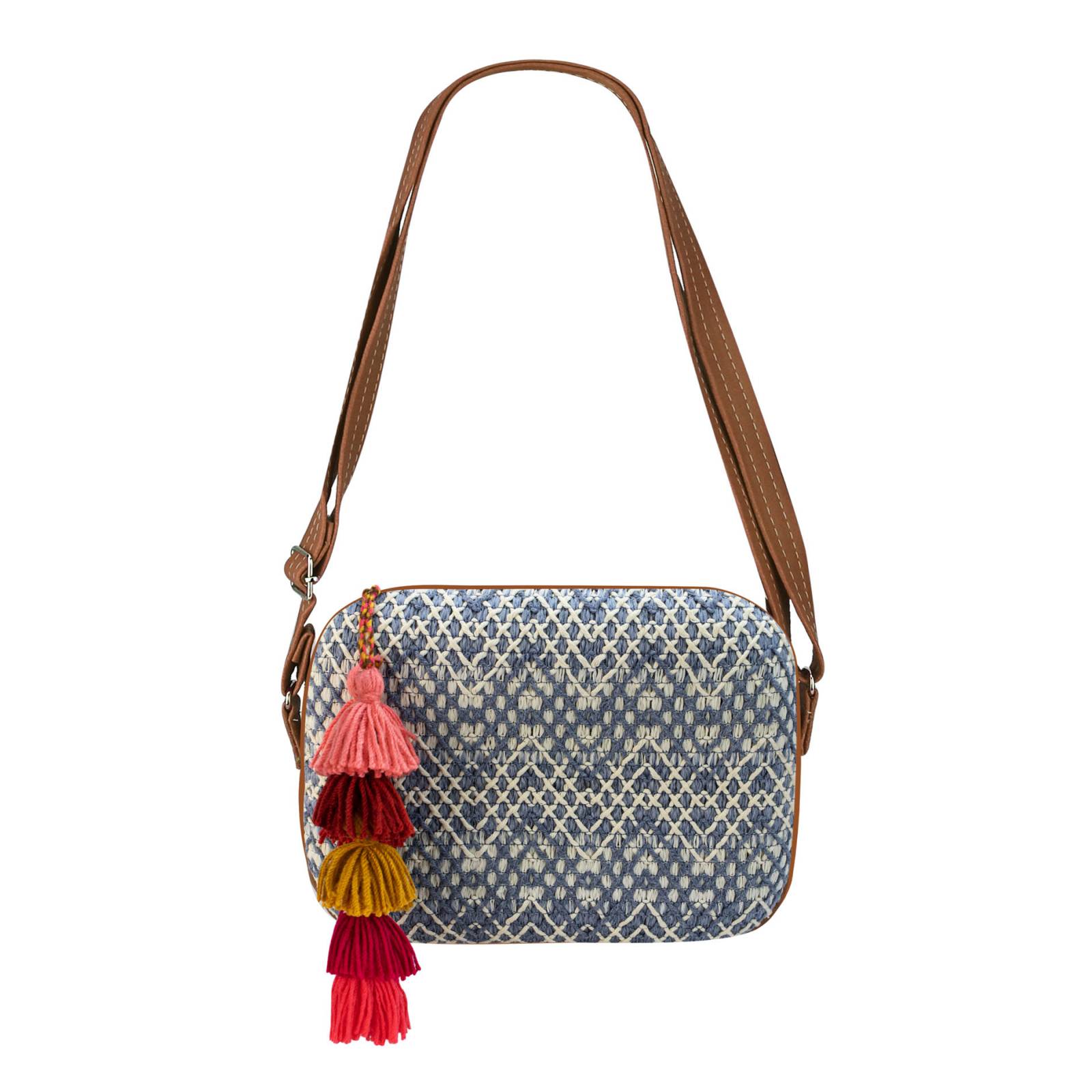 Mariconera Para Dama Azul Yute Bordado Sintético Y Textil Wanda Nueva ...