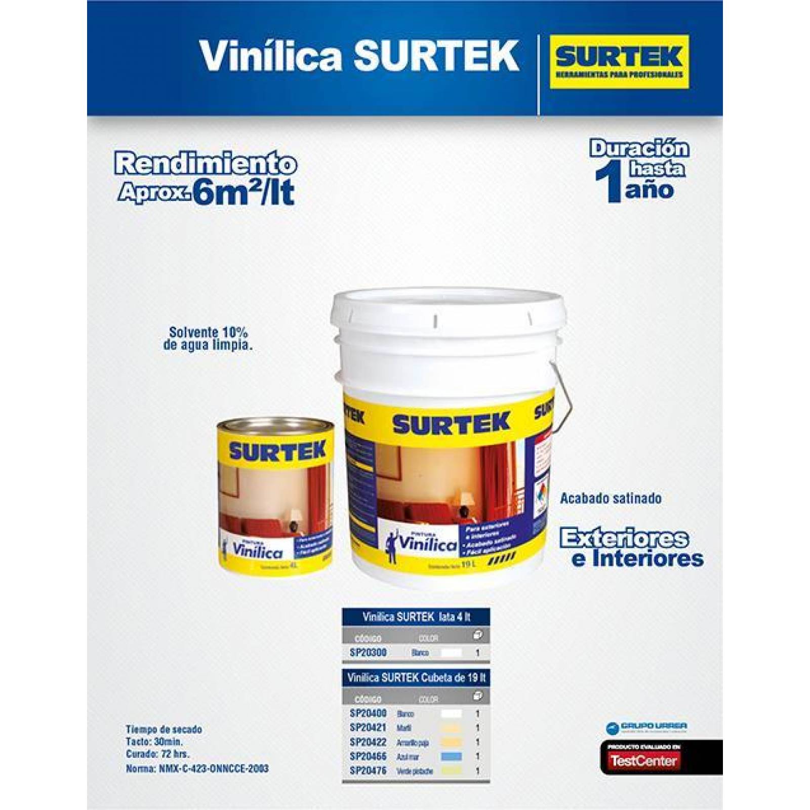 Pintura Vinílica verde pistache 19lt Surtek SP20476