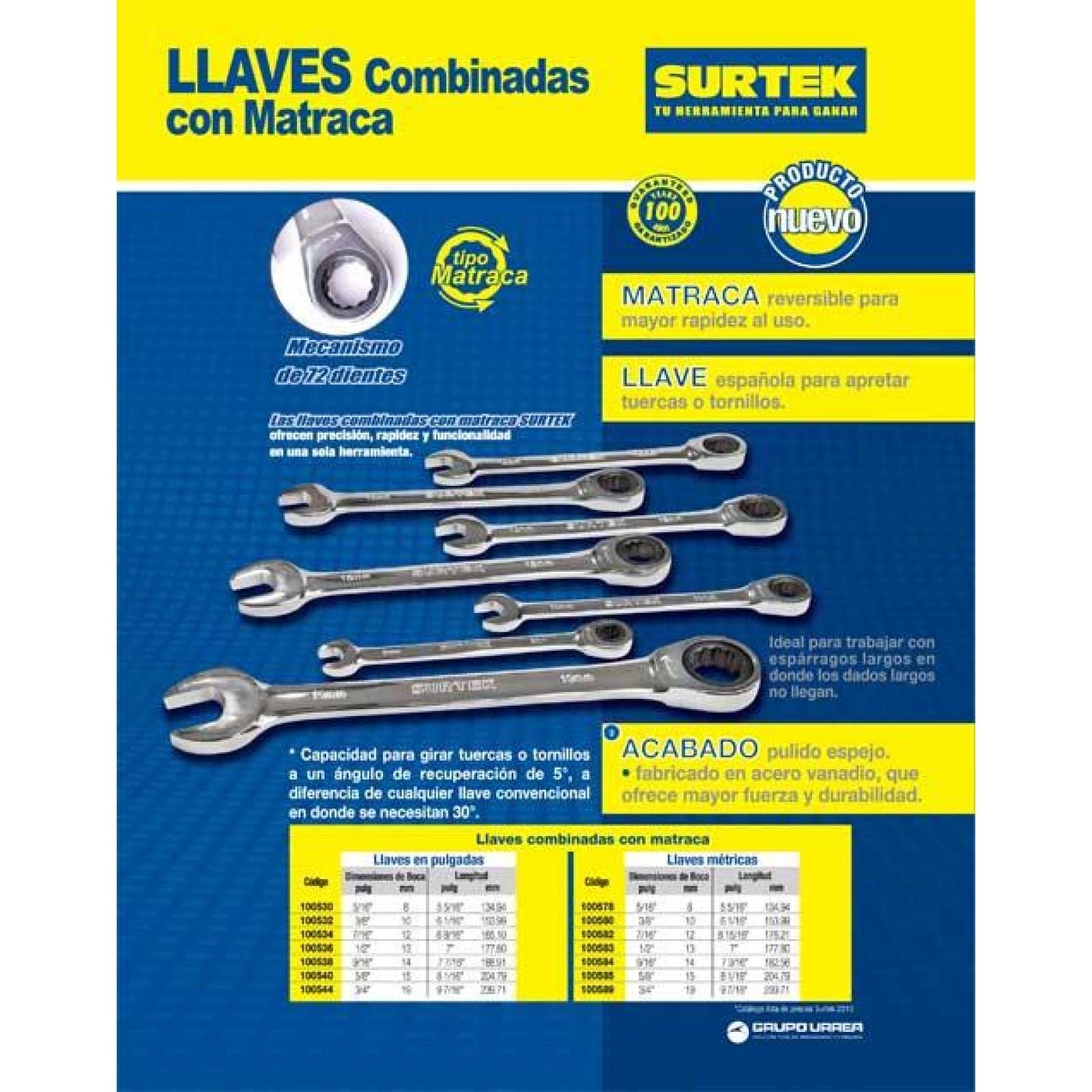Llave combinada de matraca 10mm Surtek 100580