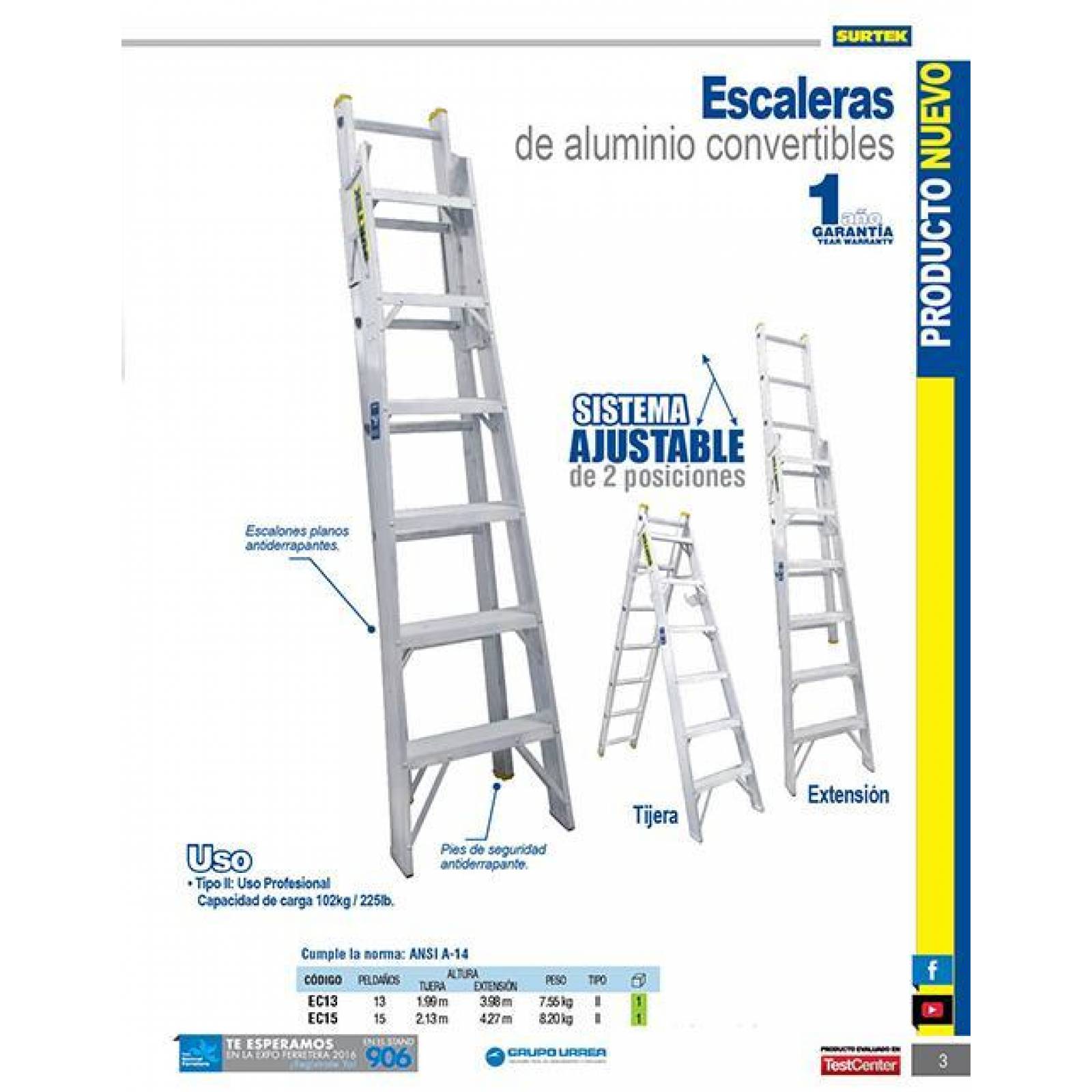 Escalera convertible 15 esc Surtek EC15