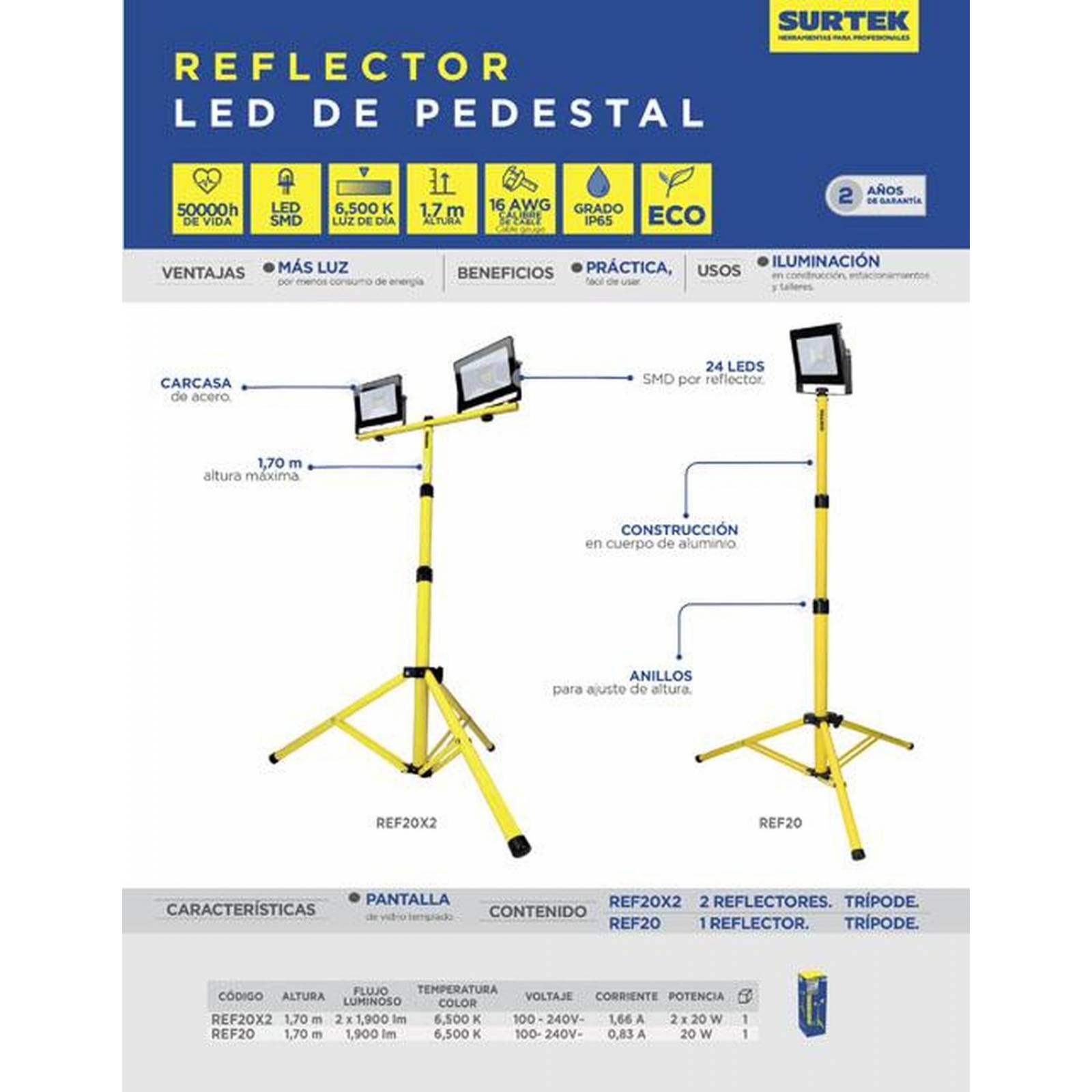 Reflector de pedestal 20W Surtek REF20