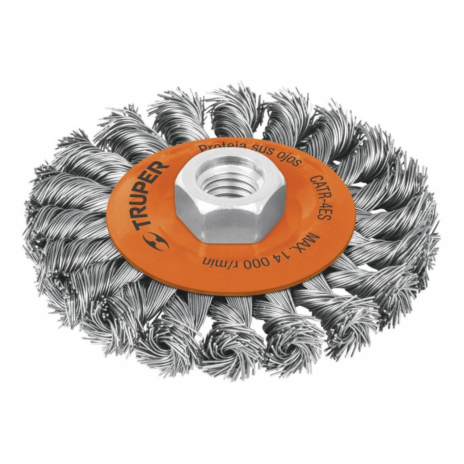 Carda circular 4' alambre trenzado, eje 5/8'-11, Truper 17527