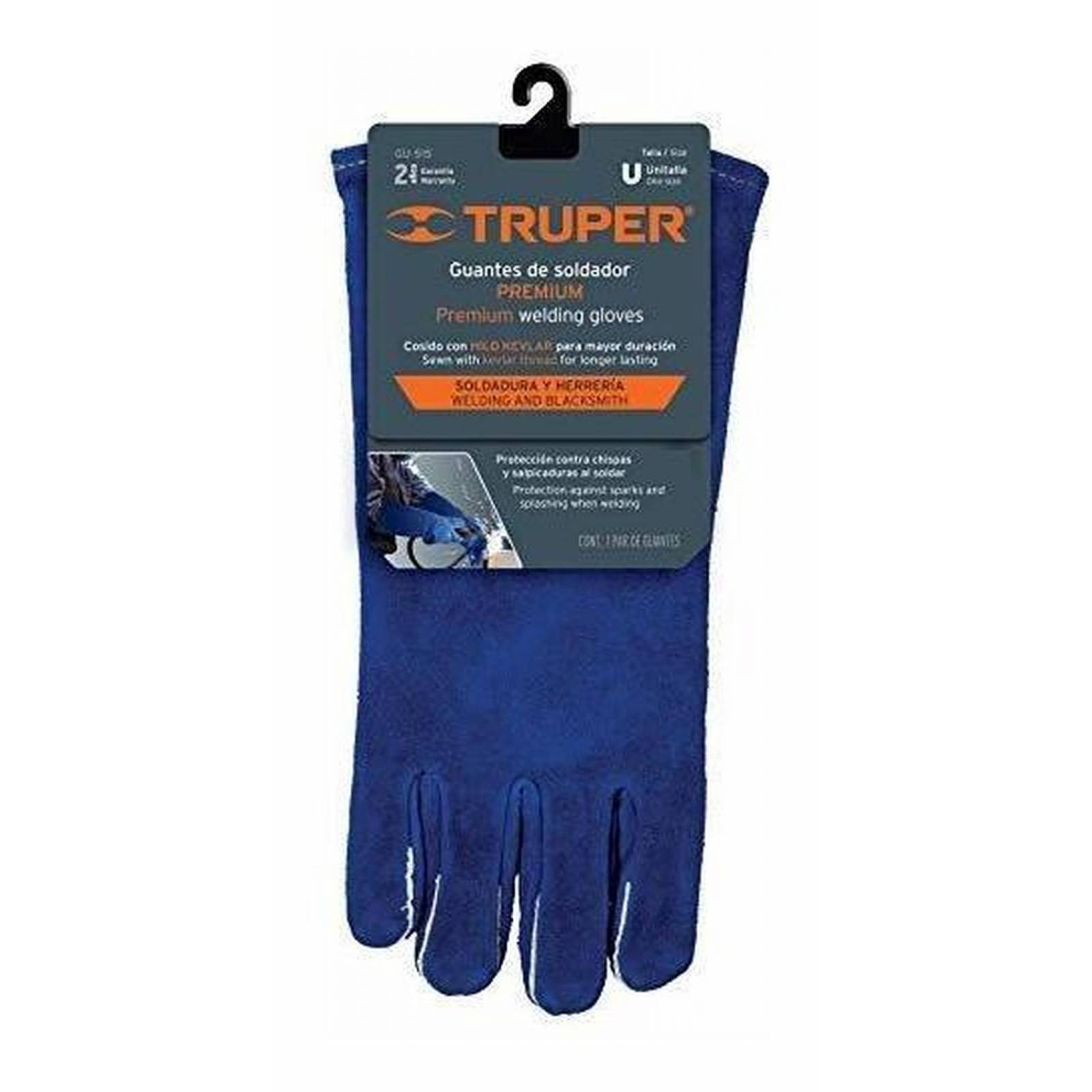 Guantes azules reforzados para soldador, Truper 15246