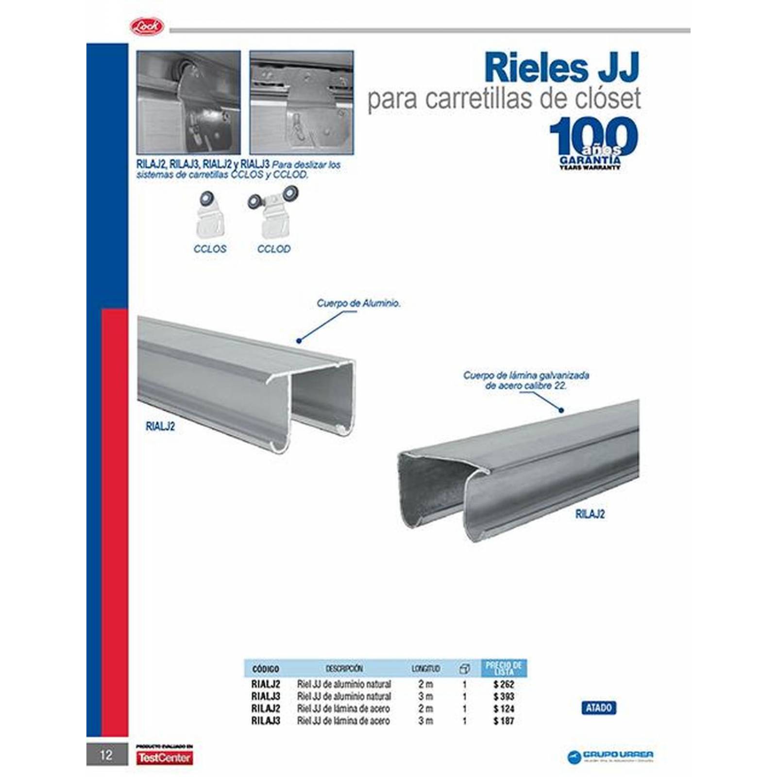 Riel aluminio para clóset JJ 3m Lock RIALJ3