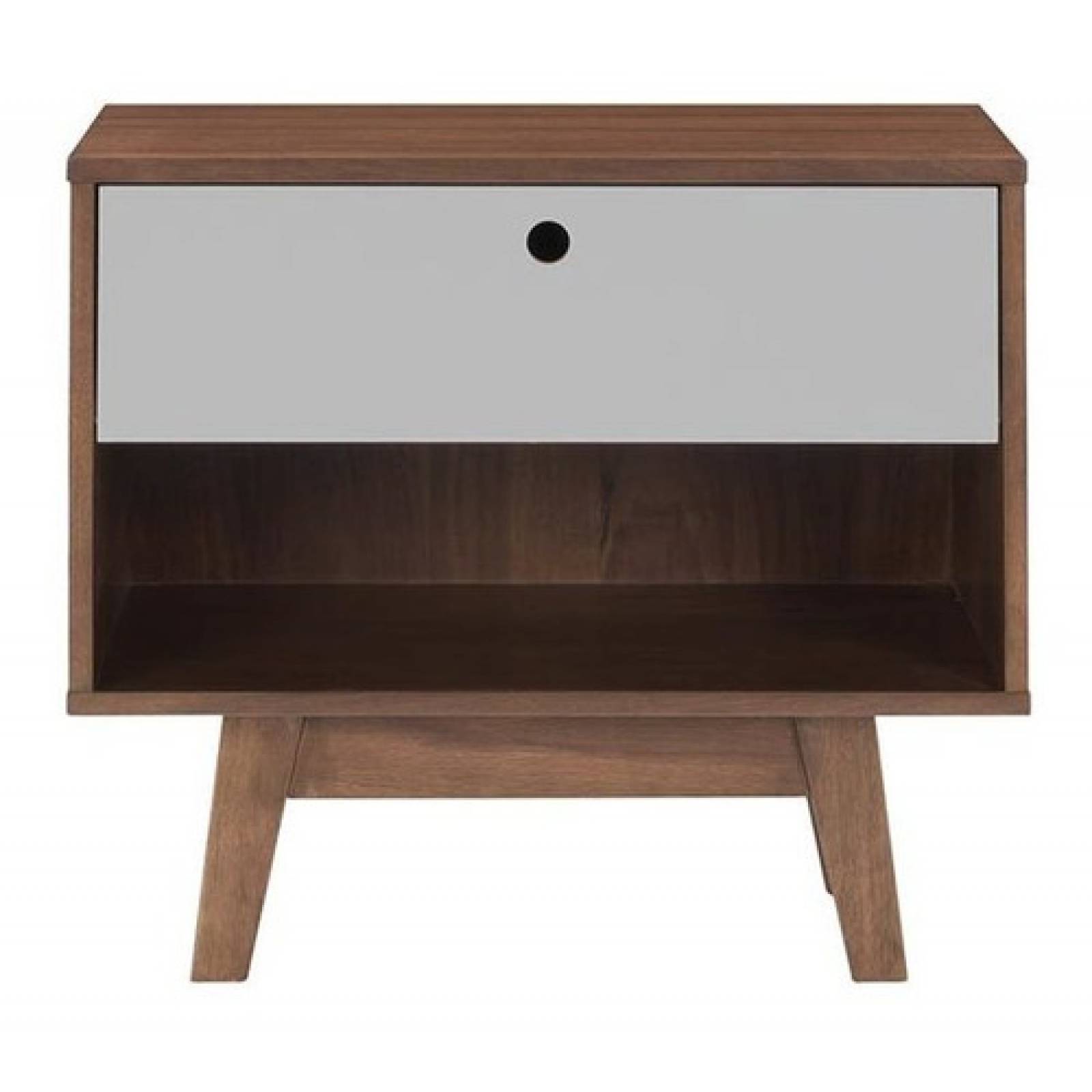 Buró Recamara Gaia Evo Minimalista Madera Nogal Gris Claro