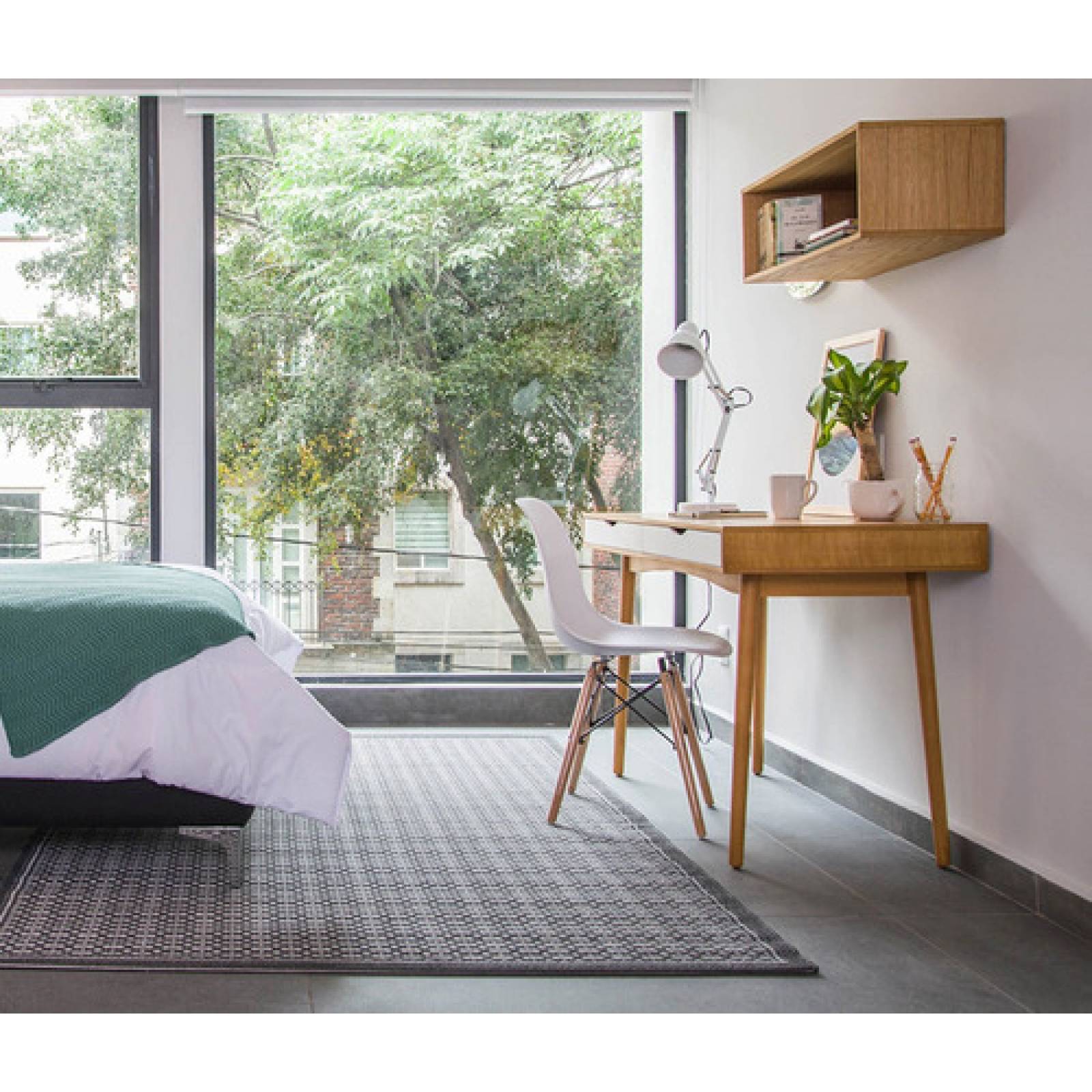 Escritorio Gaia Breton Madera Encino Moderno 120cm Menta