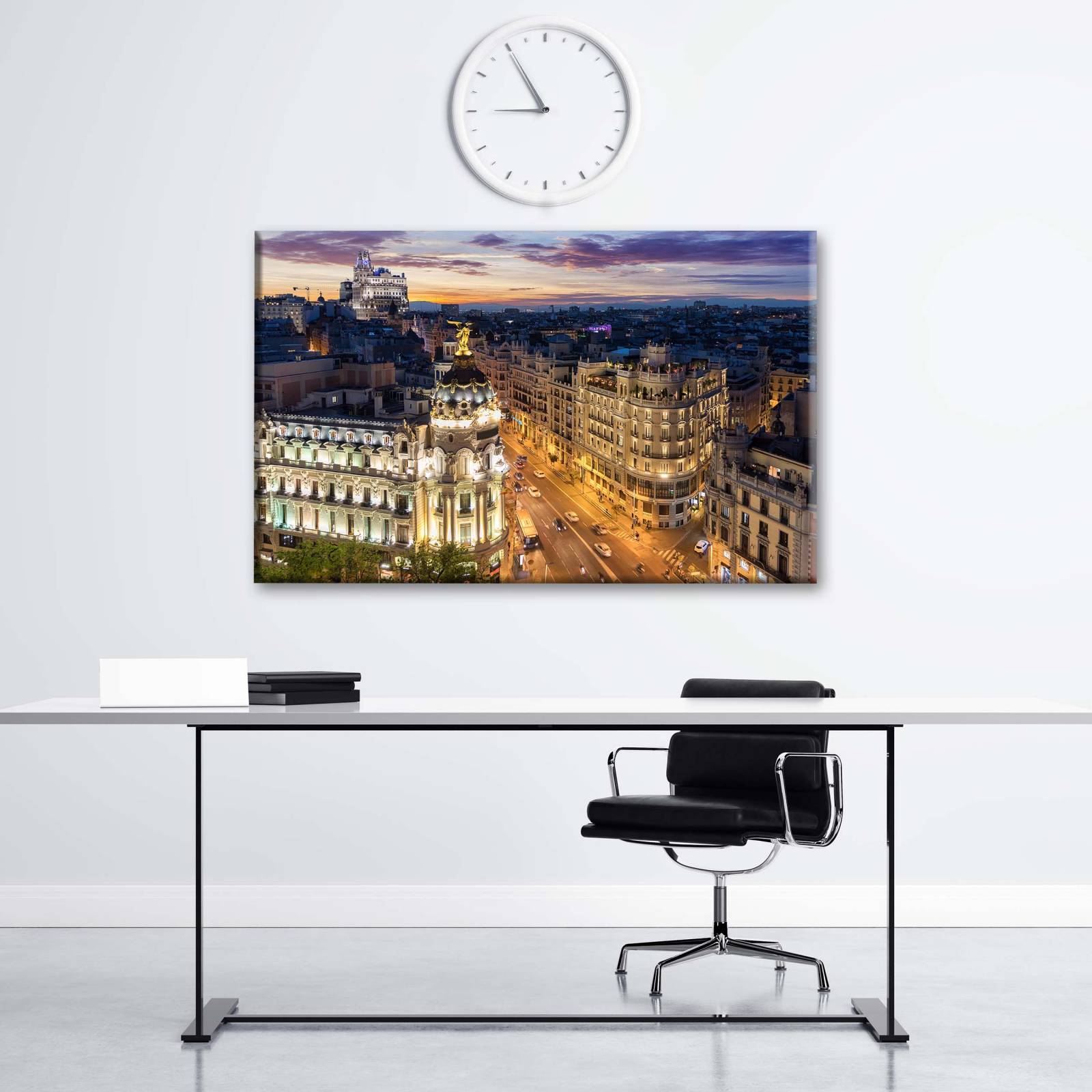 Cuadro Decorativo Canvas Gran via de noche, españa 45x30