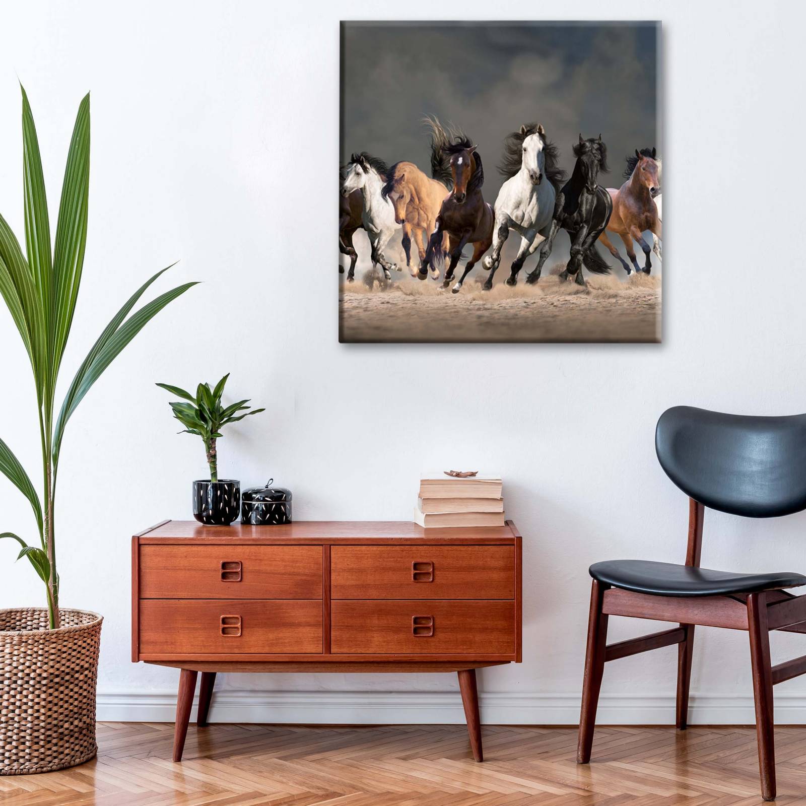 Cuadro Decorativo Canvas Manada de caballos 30x30