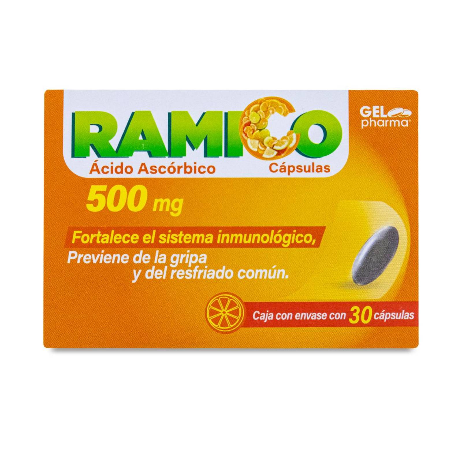 Ramico Acido Ascorbico 30 Caps 500 Mg, Gelpharma