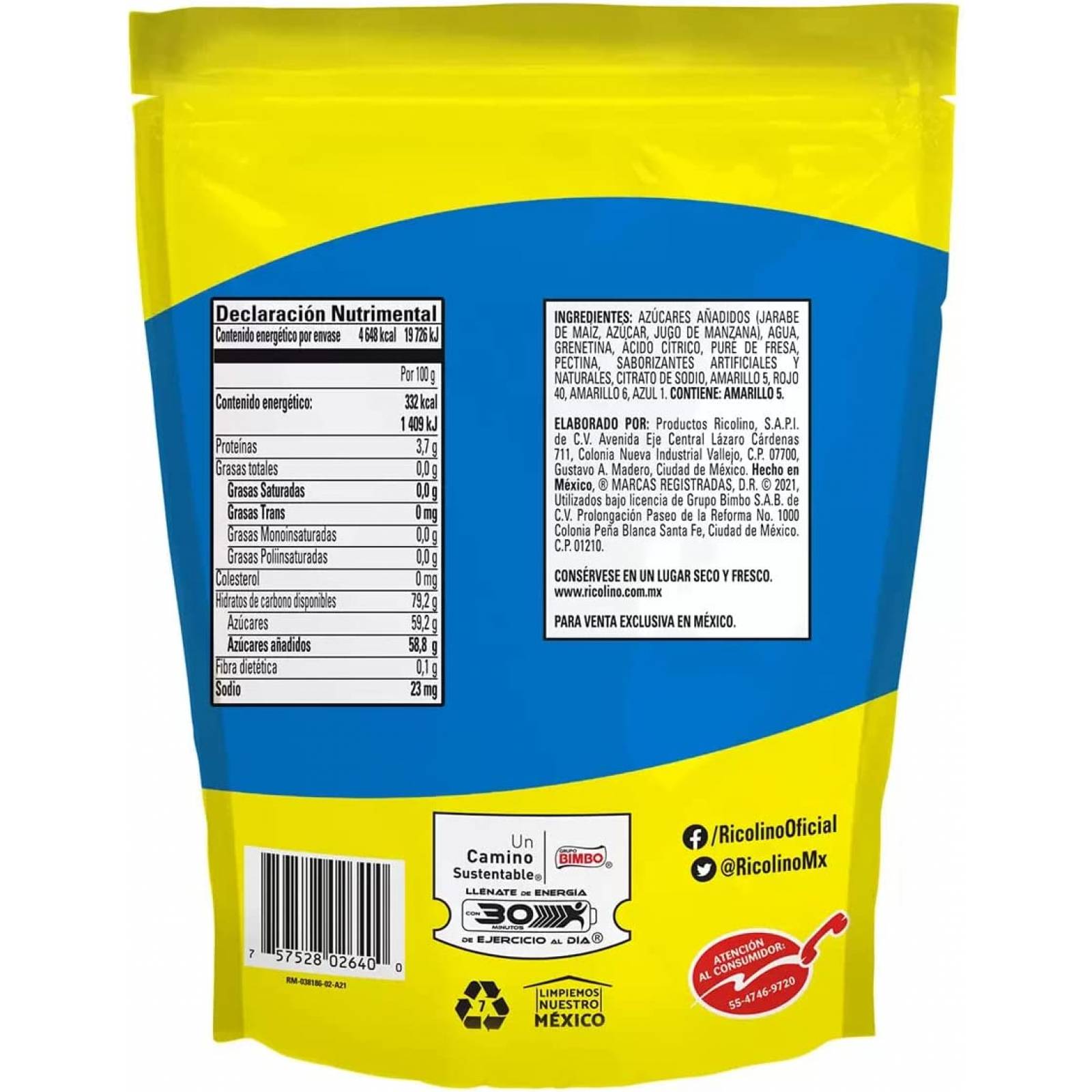 Dulcigomas Ricolino Con Jugo de Frutas 1.4 Kg.