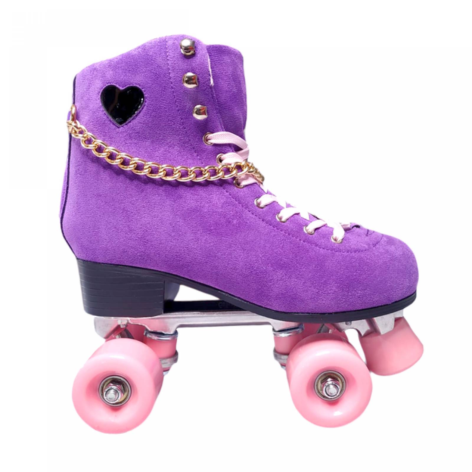 Patines Clásicos Morado De Lujo Gamuza Riel Aluminio y Mochila
