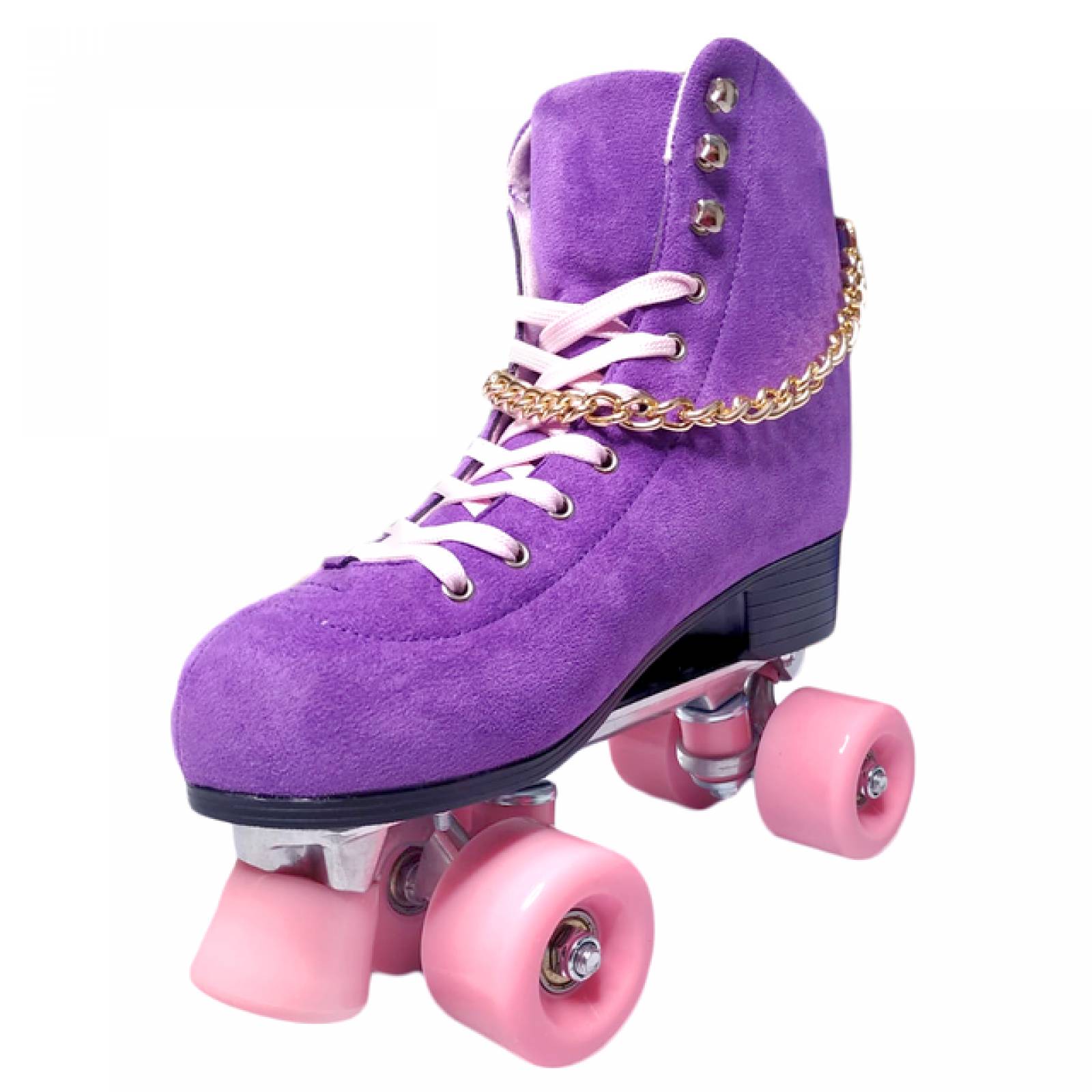 Patines Clásicos Morado De Lujo Gamuza Riel Aluminio y Mochila