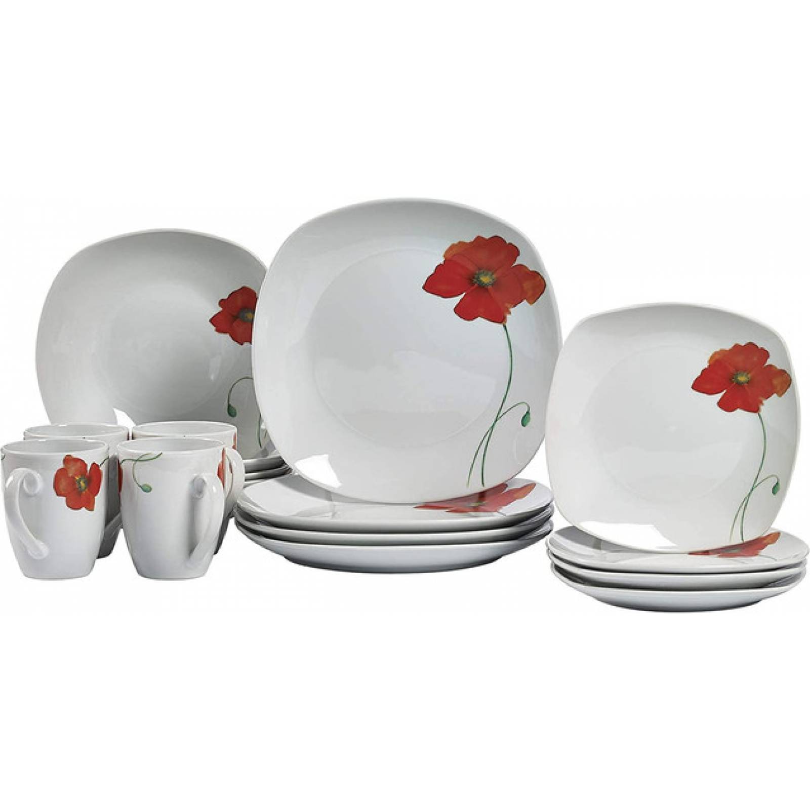 Set Vajilla Porcelana Flor 16 Piezas Decorada Tabletops Gallery