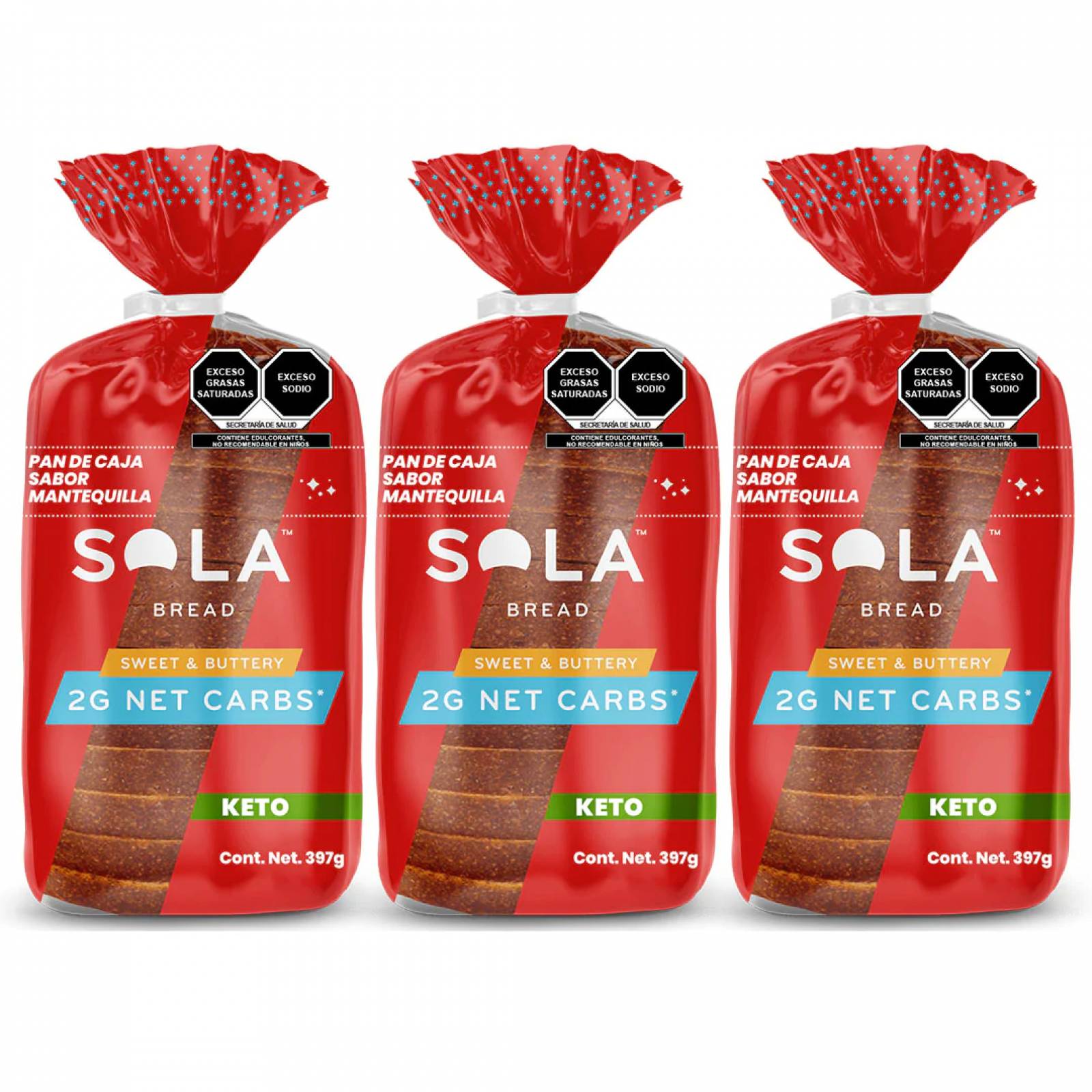 Pan Keto Sabor a Mantequilla 3 Pza, LowCarb de SOLA