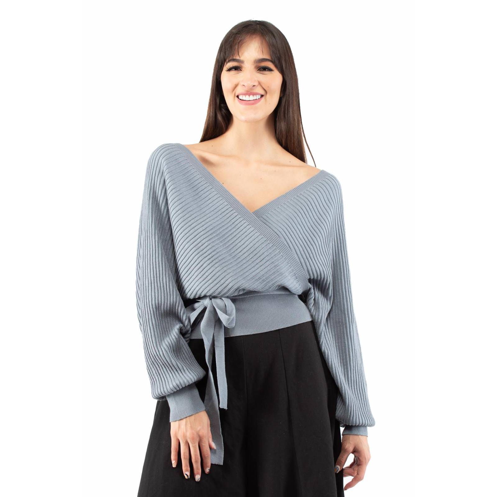Blusa tejida manga amplia con cinto AMAD para dama