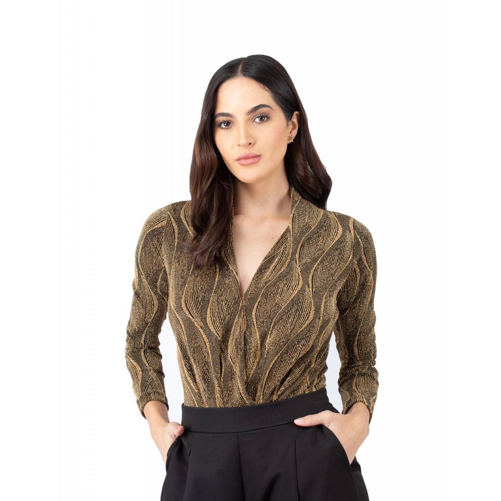 Body con brillos de ondas