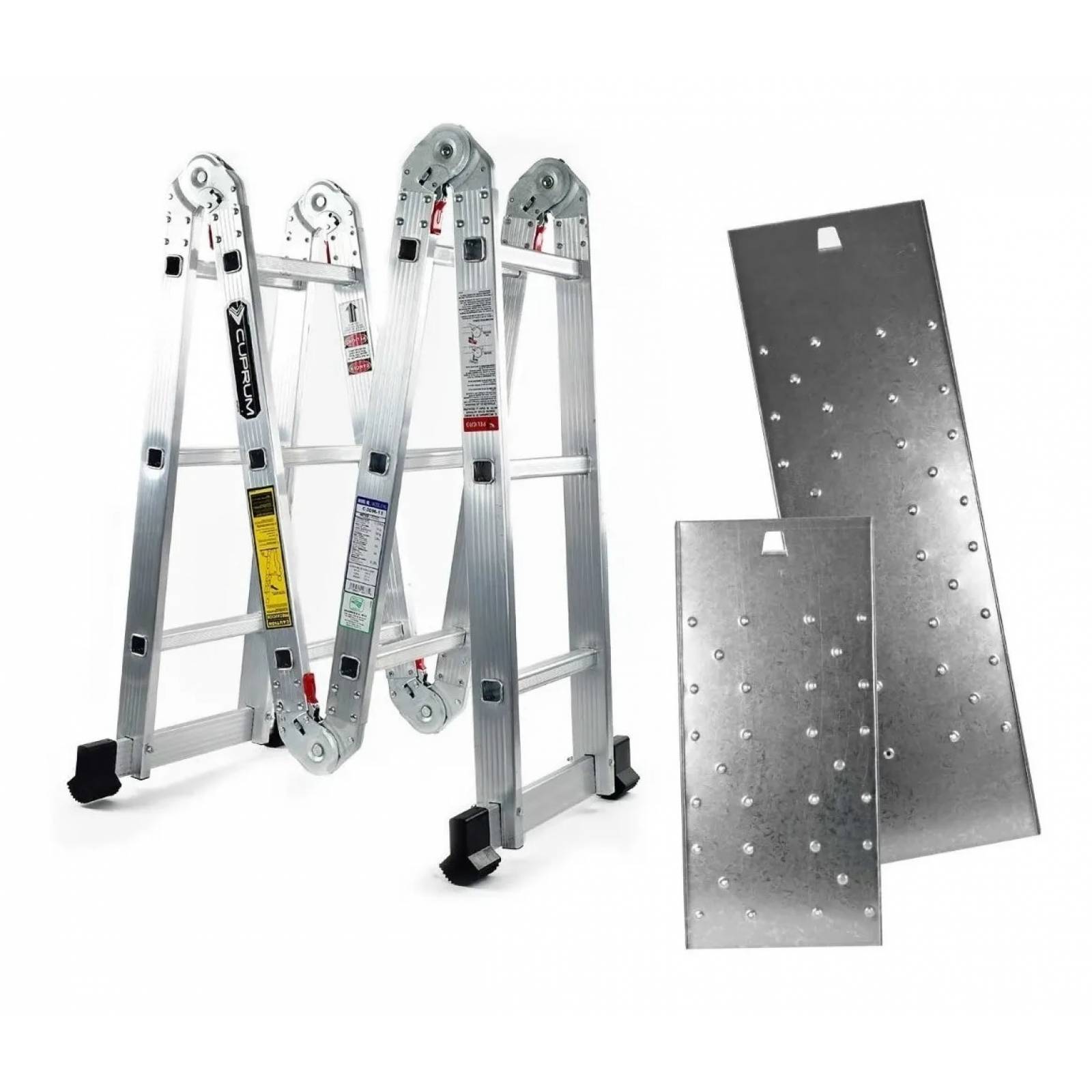 Escalera Multiposiciones Cuprum C-2096-13 Con Andamio 150 Kg