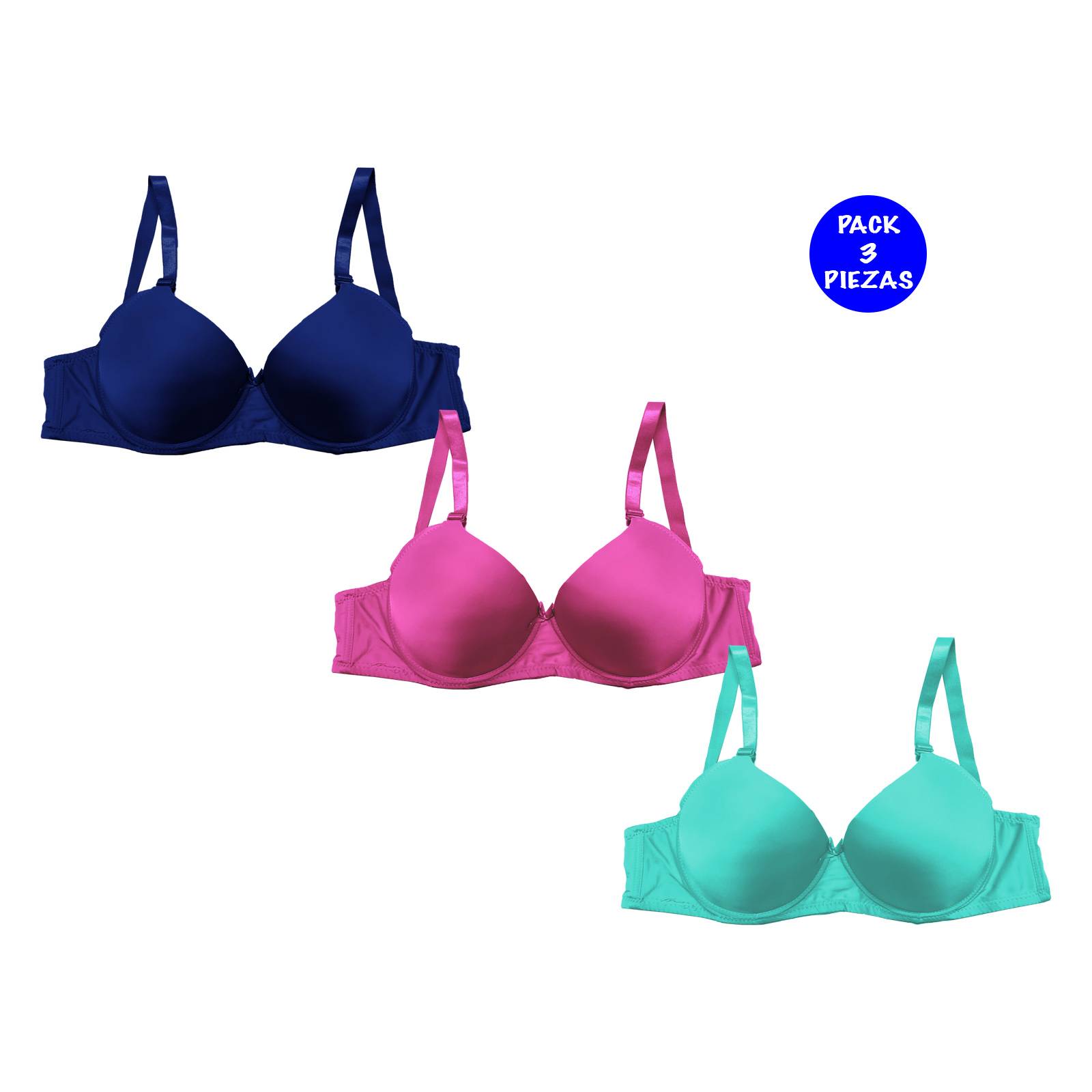 Paquete 3 Brasier Copa Doble DD Marca Tatys Fashion Pack con 3 ...