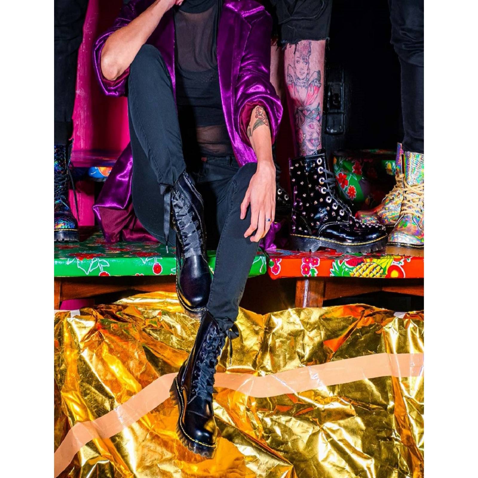 Botas Rockeras Hombre Piel Negra Combat Bota Urbana