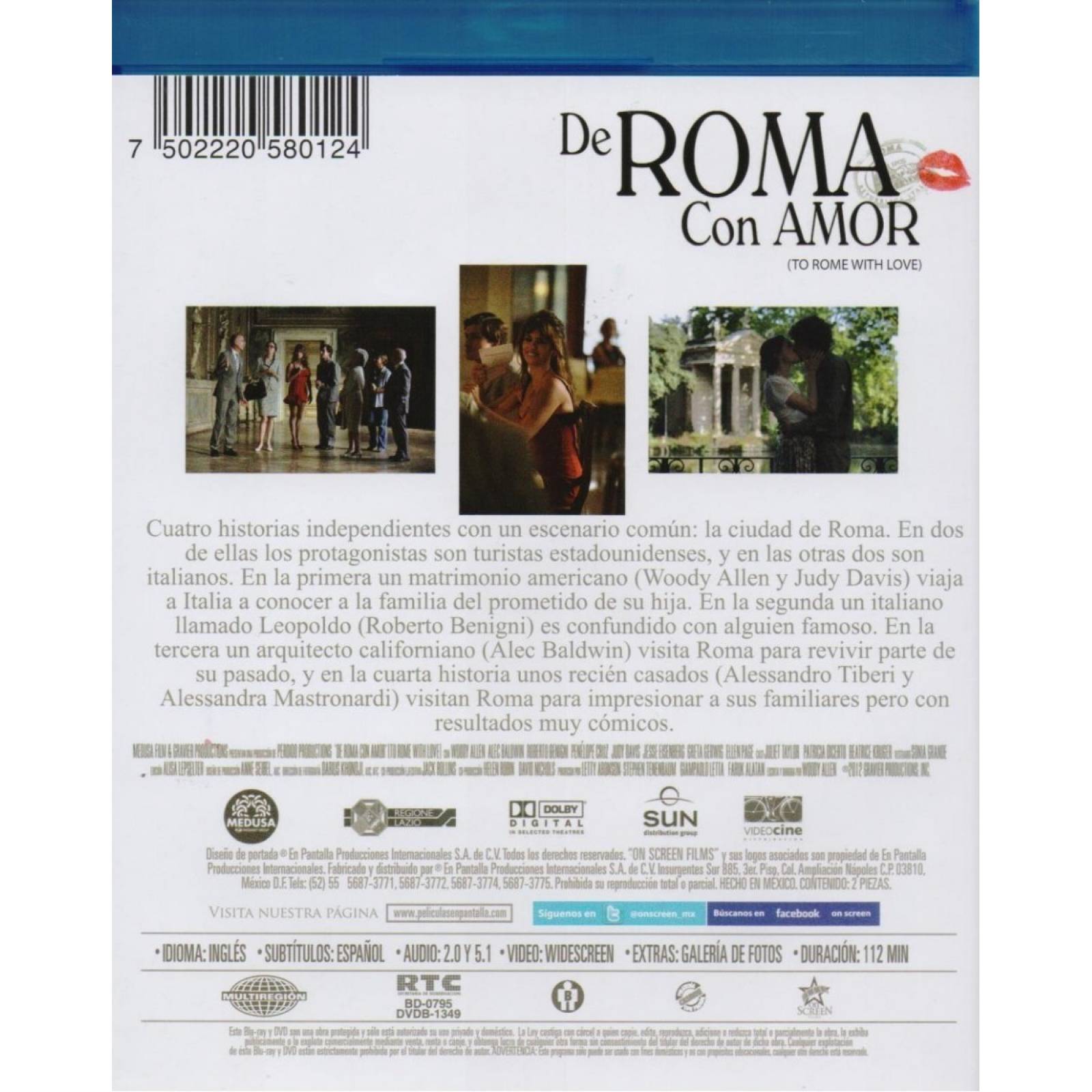 De Roma Con Amor Woody Allen Pelicula Blu-ray + Dvd
