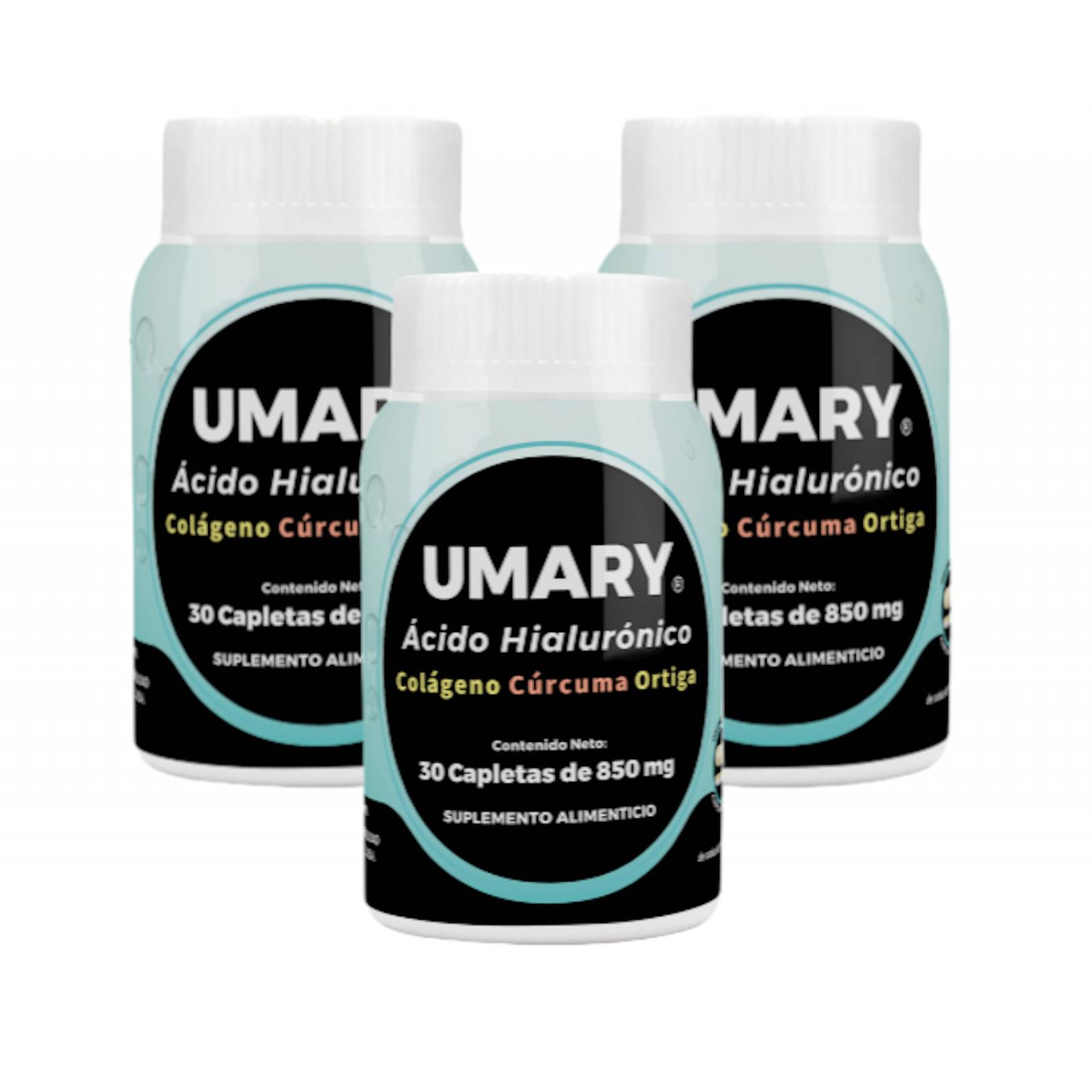 UMARY Ácido Hialurónico con 30 Tabletas. Paquete de 3