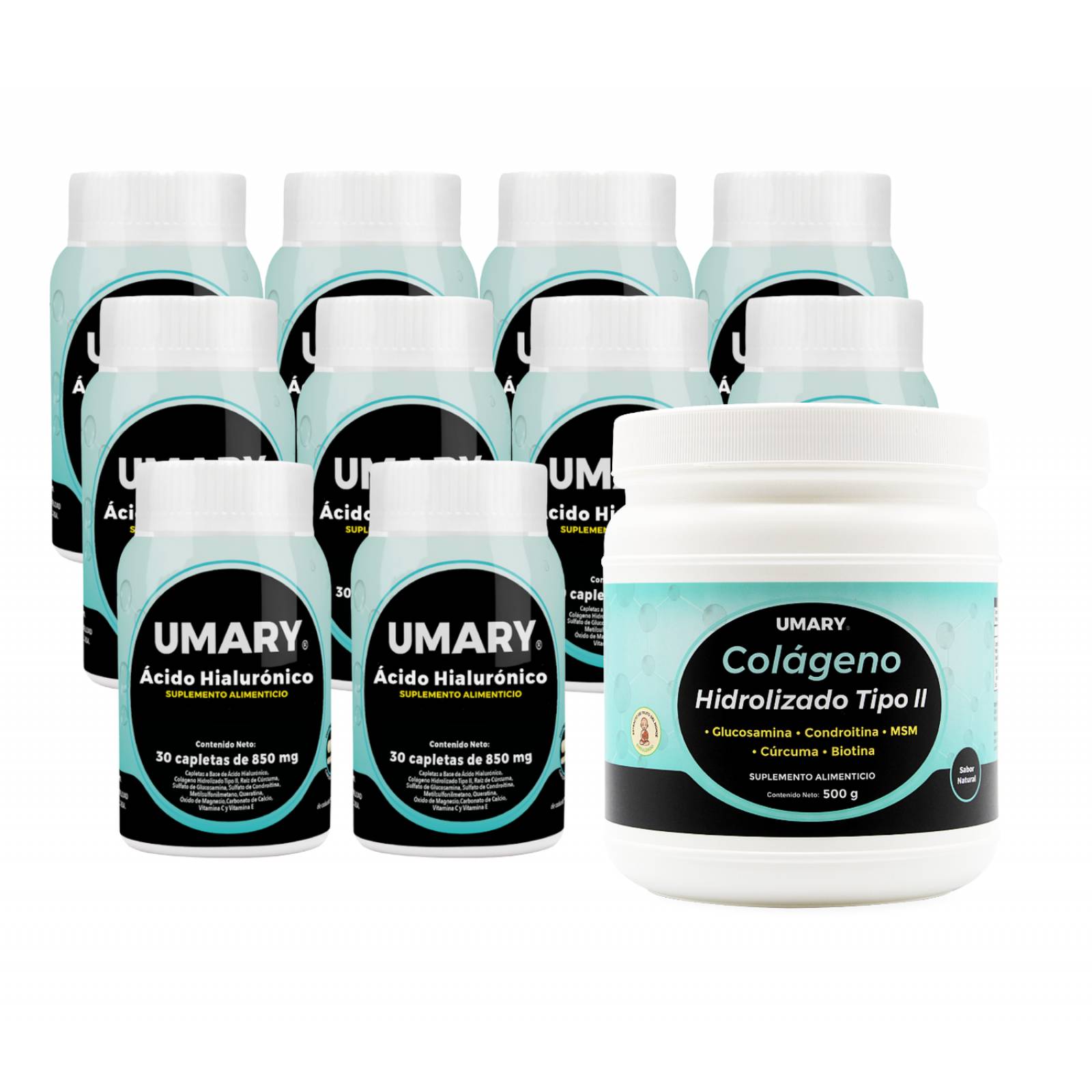 UMARY 10 Ácido Hialurónico con 30 Tabletas. Paquete de 10