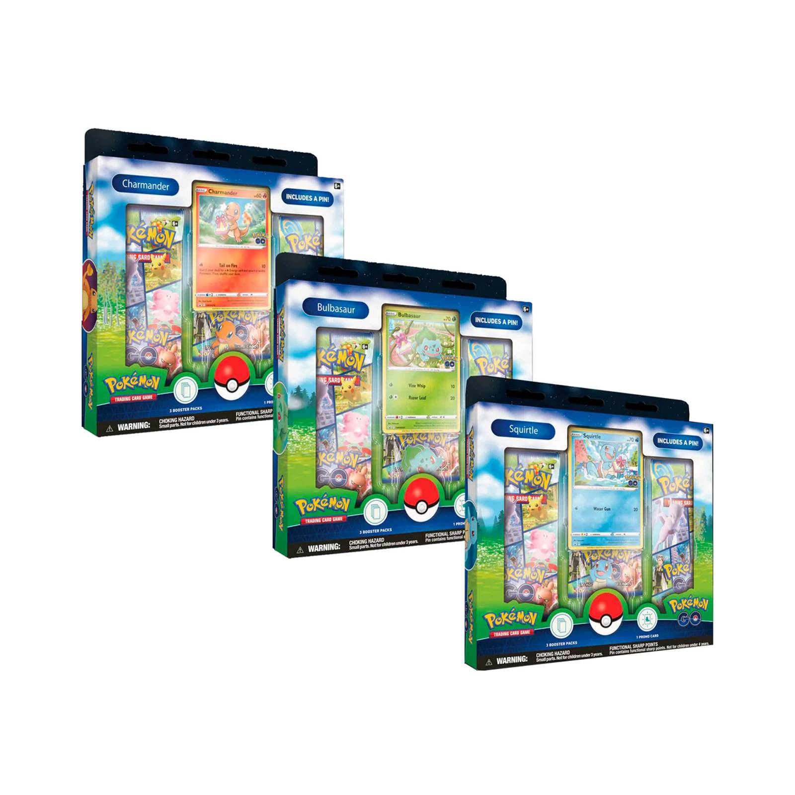 Caja de Cartas Pokemon Go Trio con Pin Collection TCG