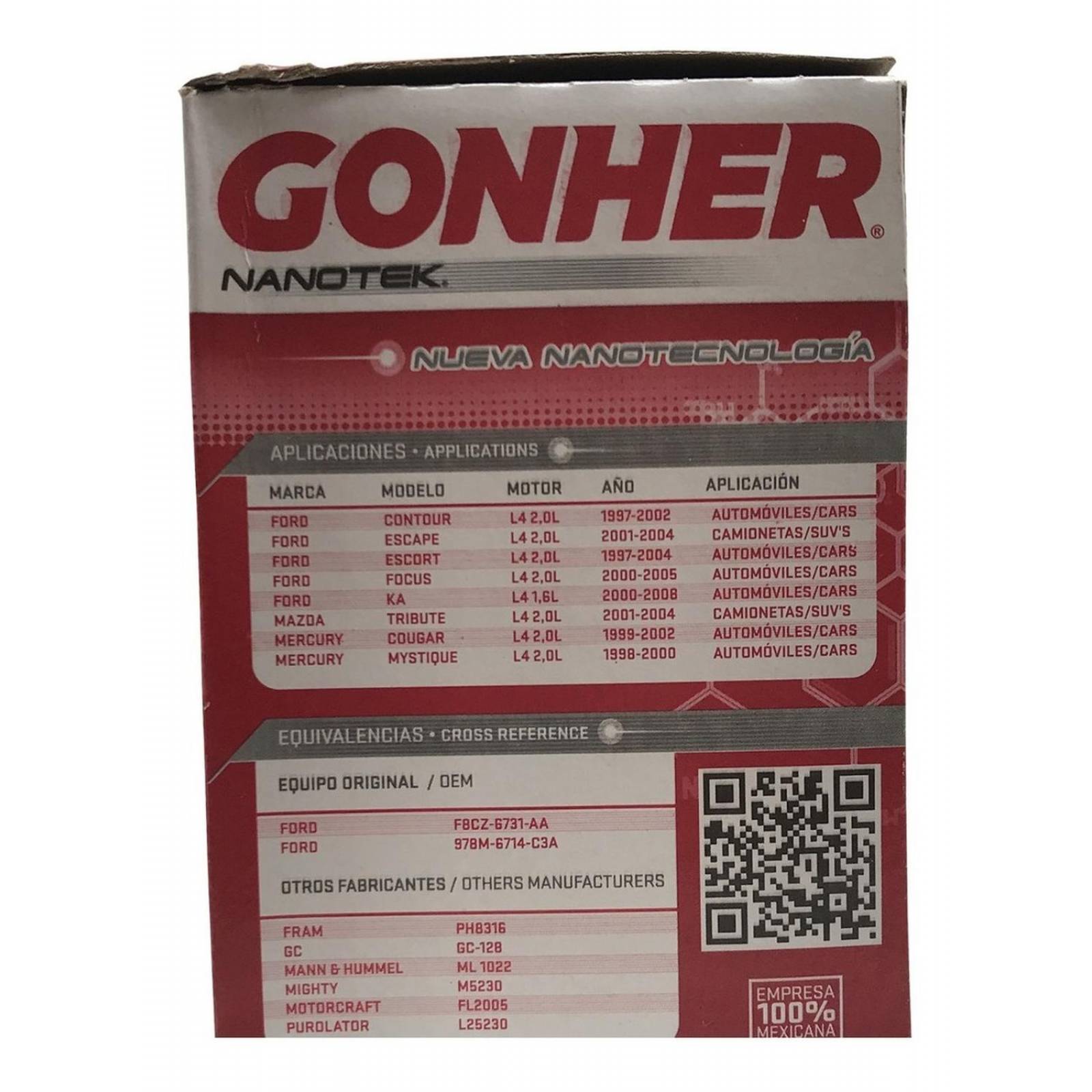 Filtro de Aceite Gp128 Gonher Nanotek