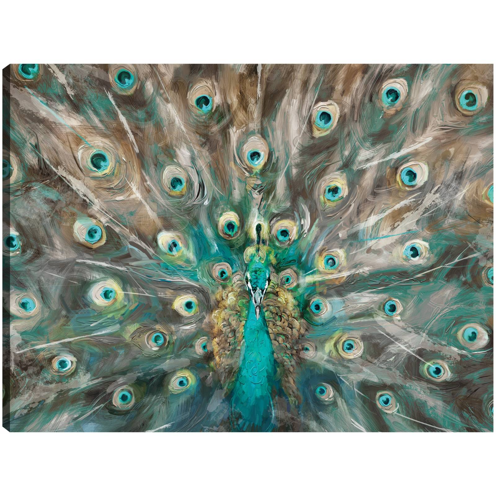 Cuadro Decorativo - Colores del pavo real 28 cm x 36 cm