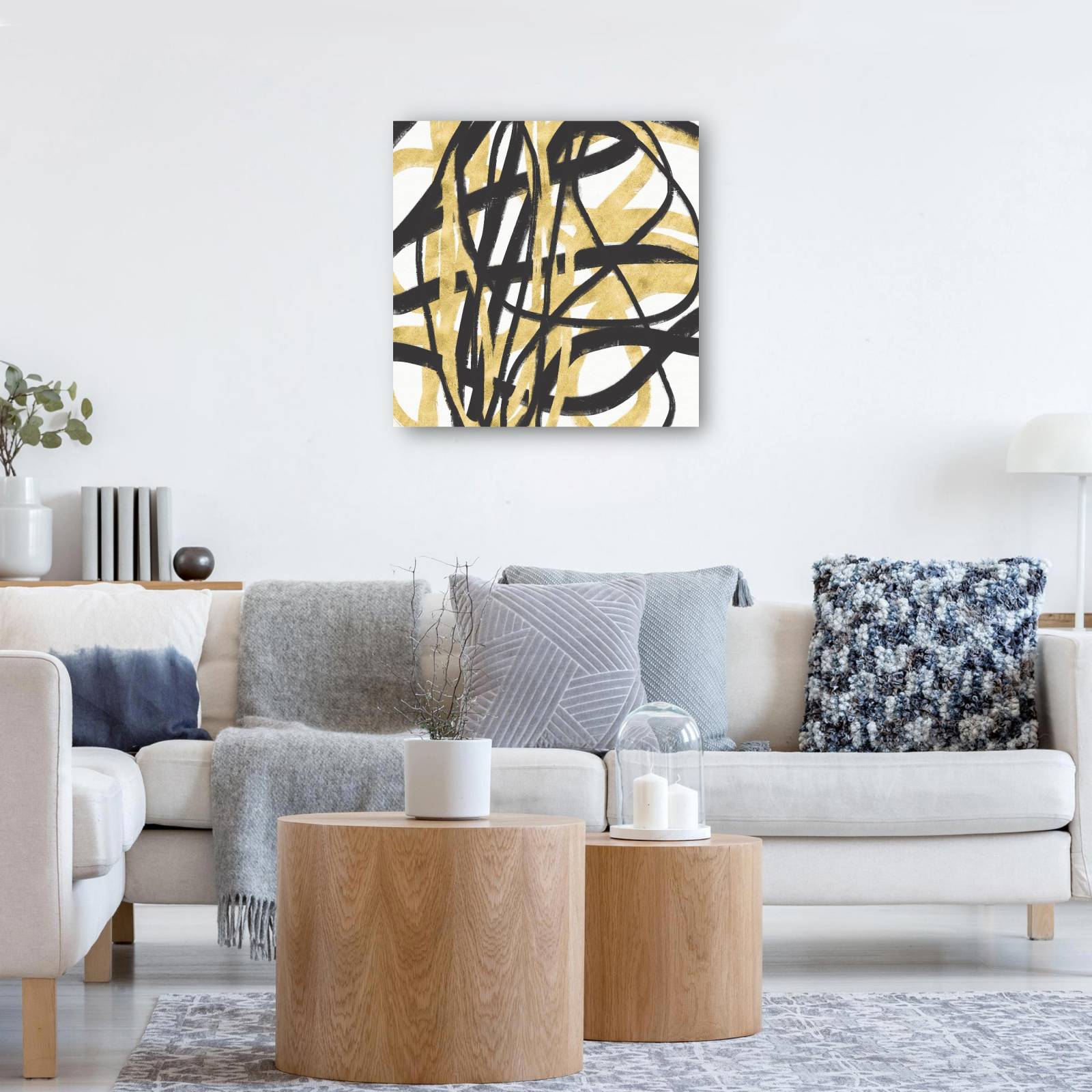 cuadro decorativo Líneas negras y doradas