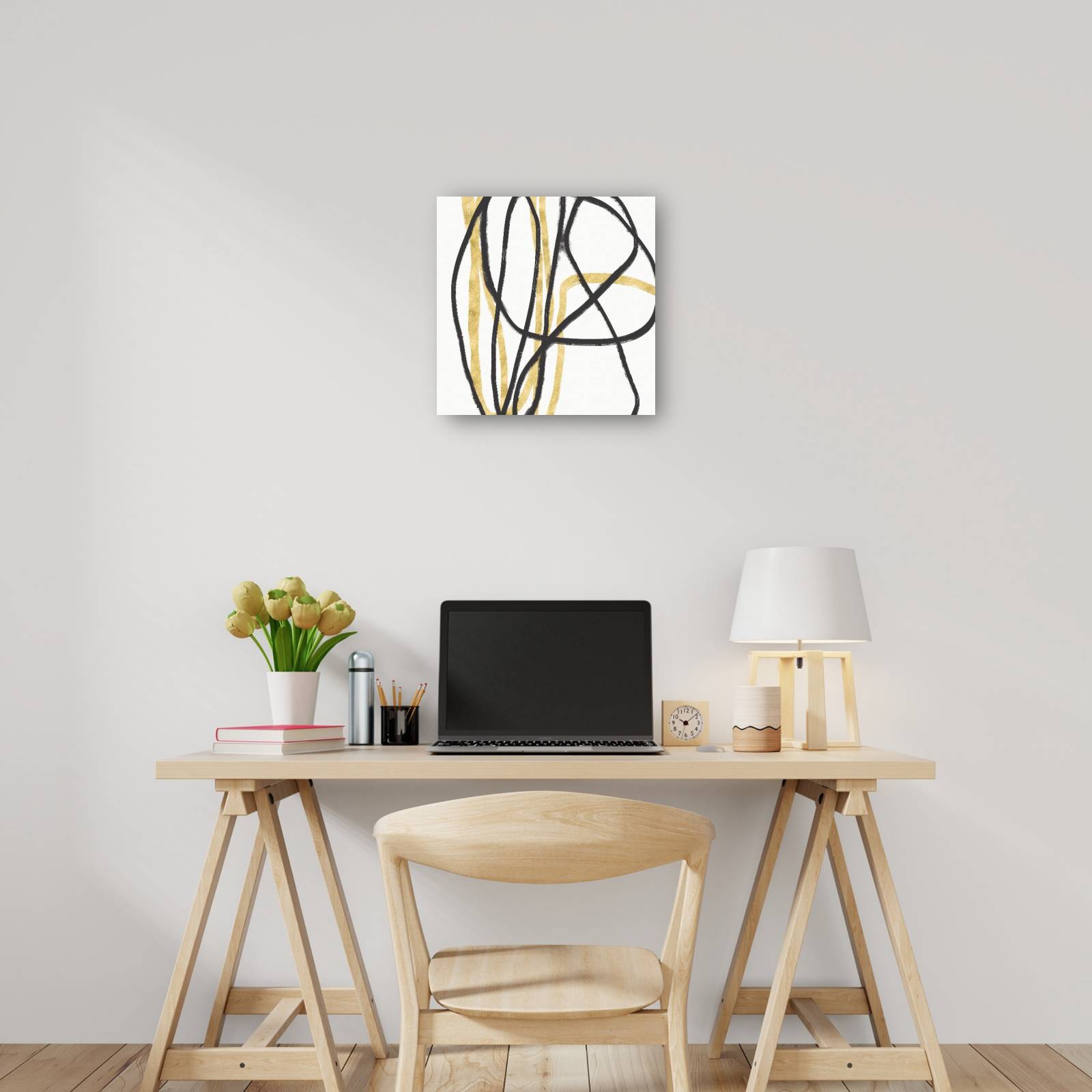 cuadro decorativo Líneas negras y doradas II
