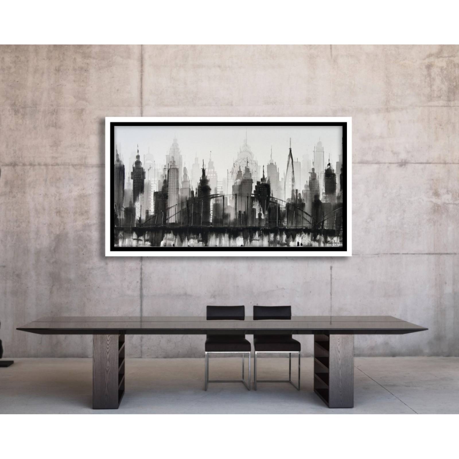 Cuadro Decorativo Moderno Con Caja Veneciana Ciudad Abstract