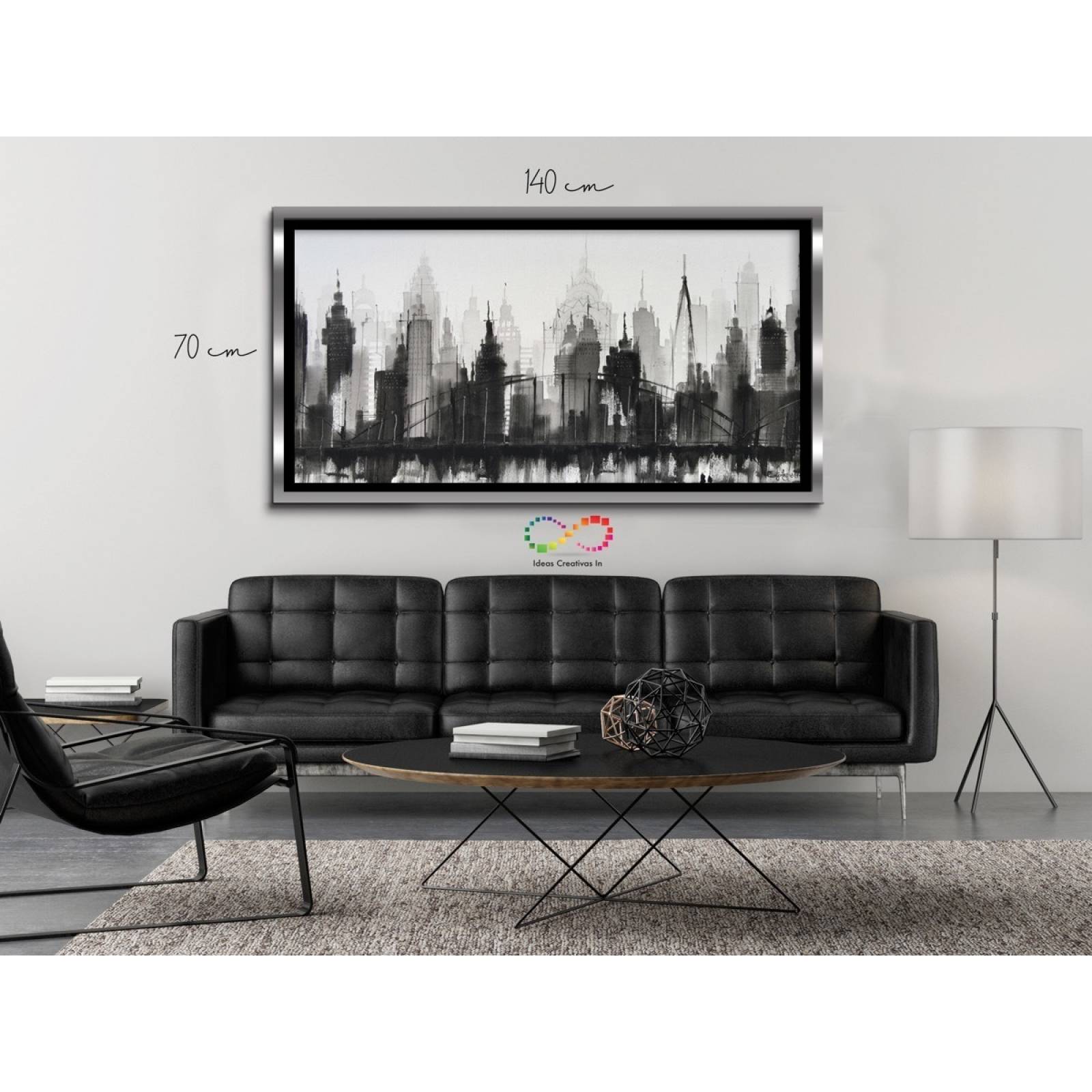 Cuadro Decorativo Moderno Con Caja Veneciana Ciudad Abstract