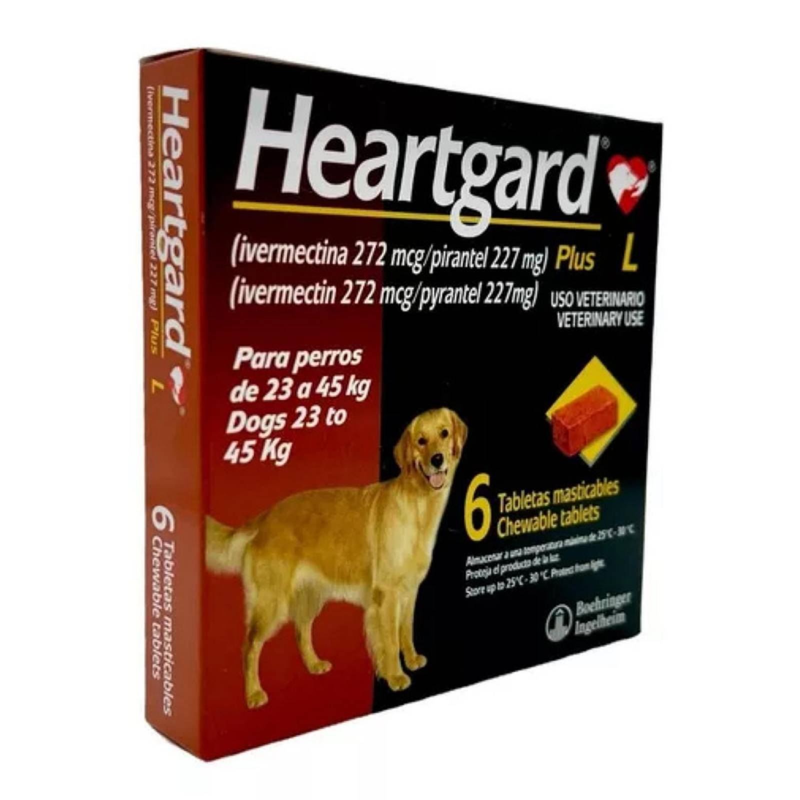 Desparasitante HEARTGARD PLUS PERRO GRANDE 6 TAB 23 A 45 KG