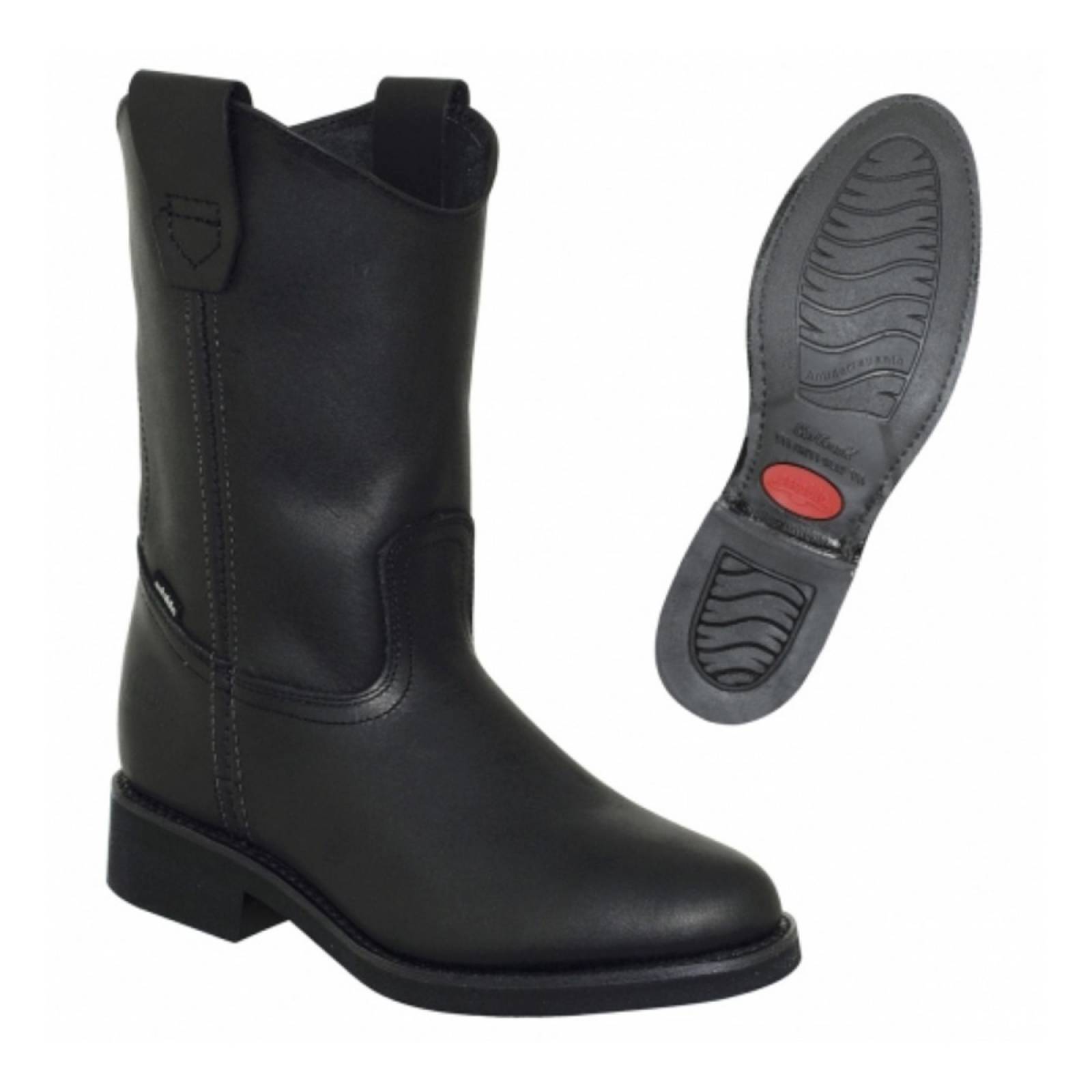 Bota De Trabajo Establo 512 De Piel Con Tacón Negro Grasso